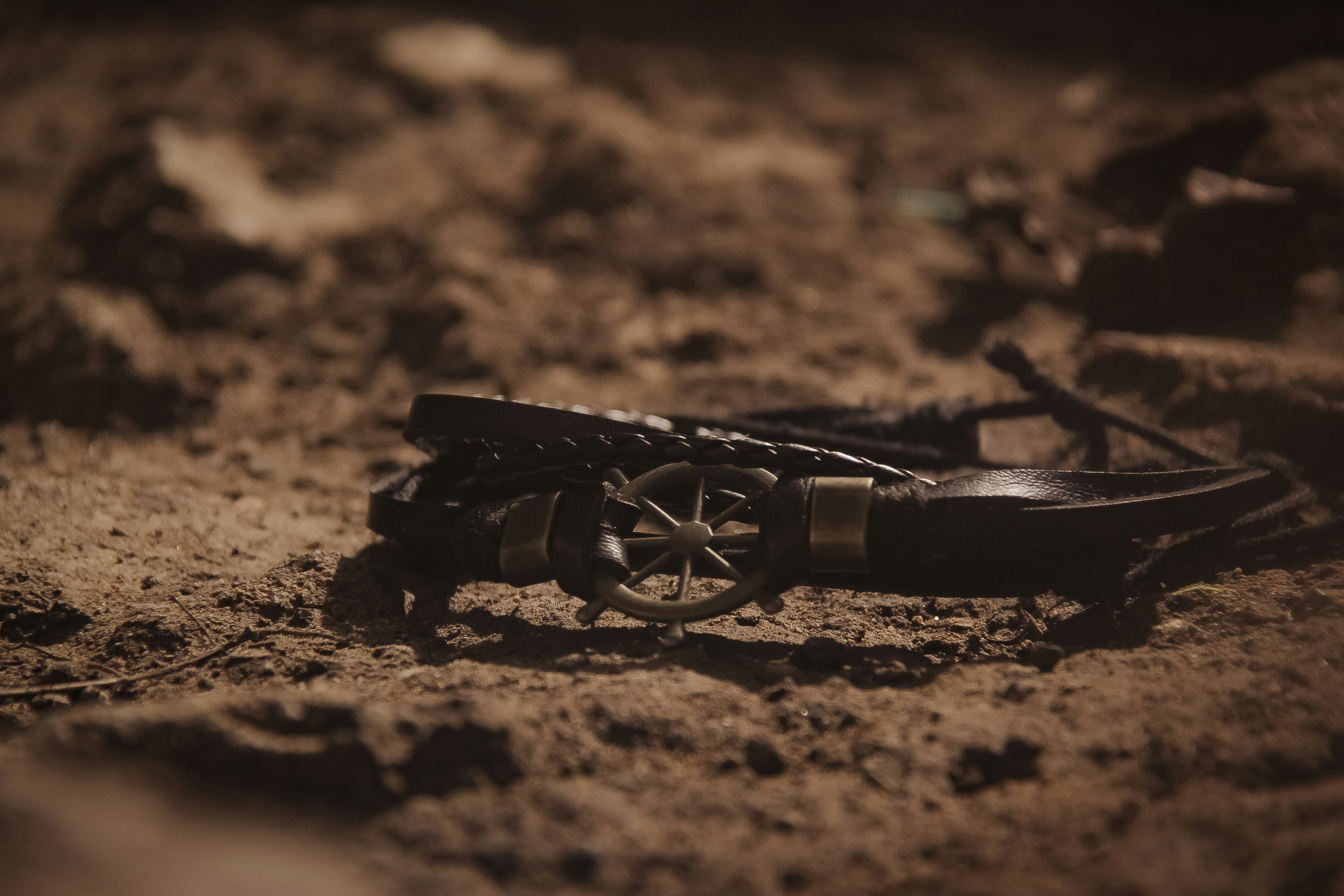 Sunken Wheel: A Forgotten Toy on Moonlit Soil