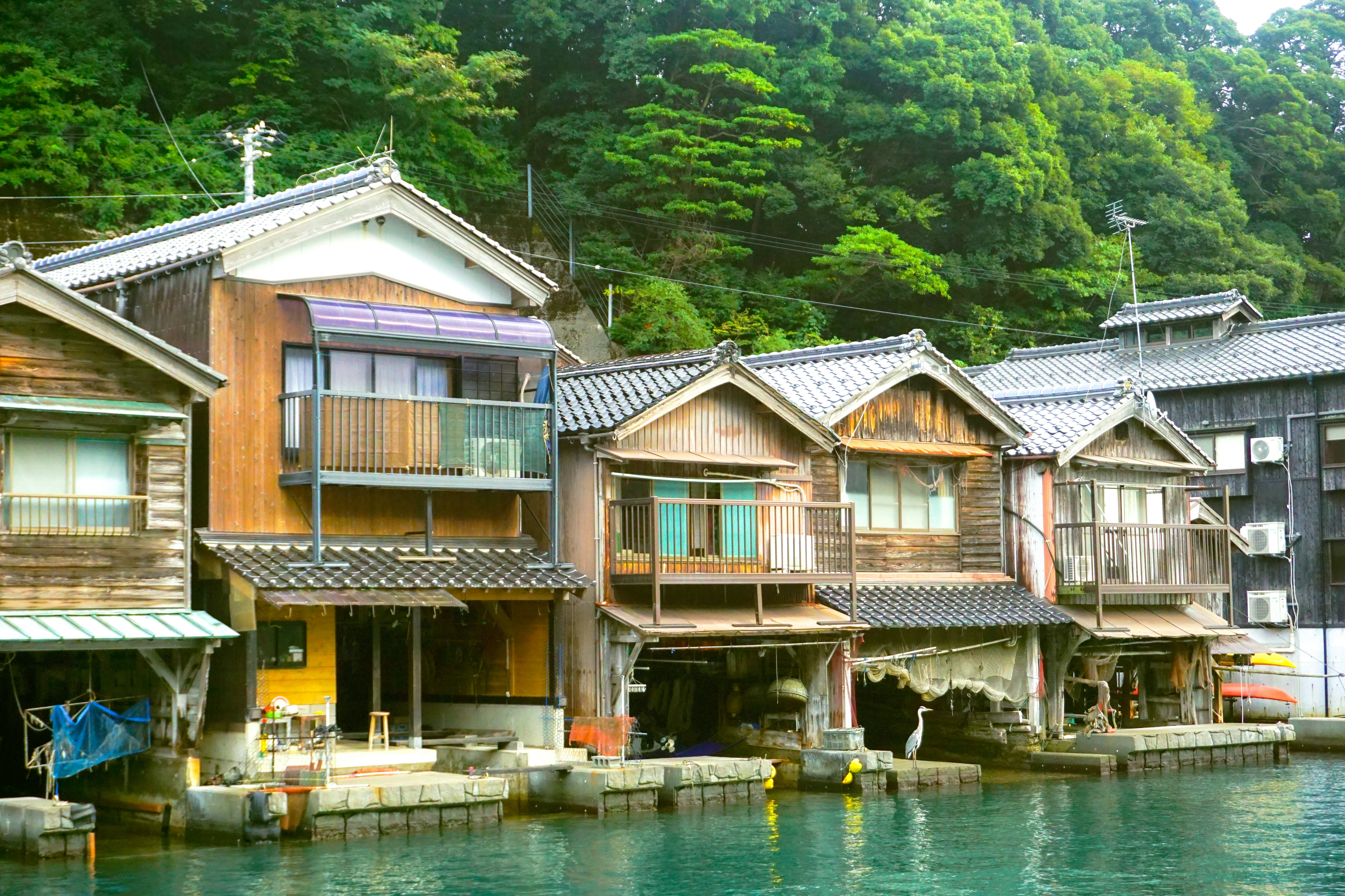 Timbered Waterfront Row: A Canal Village in Quiet Light