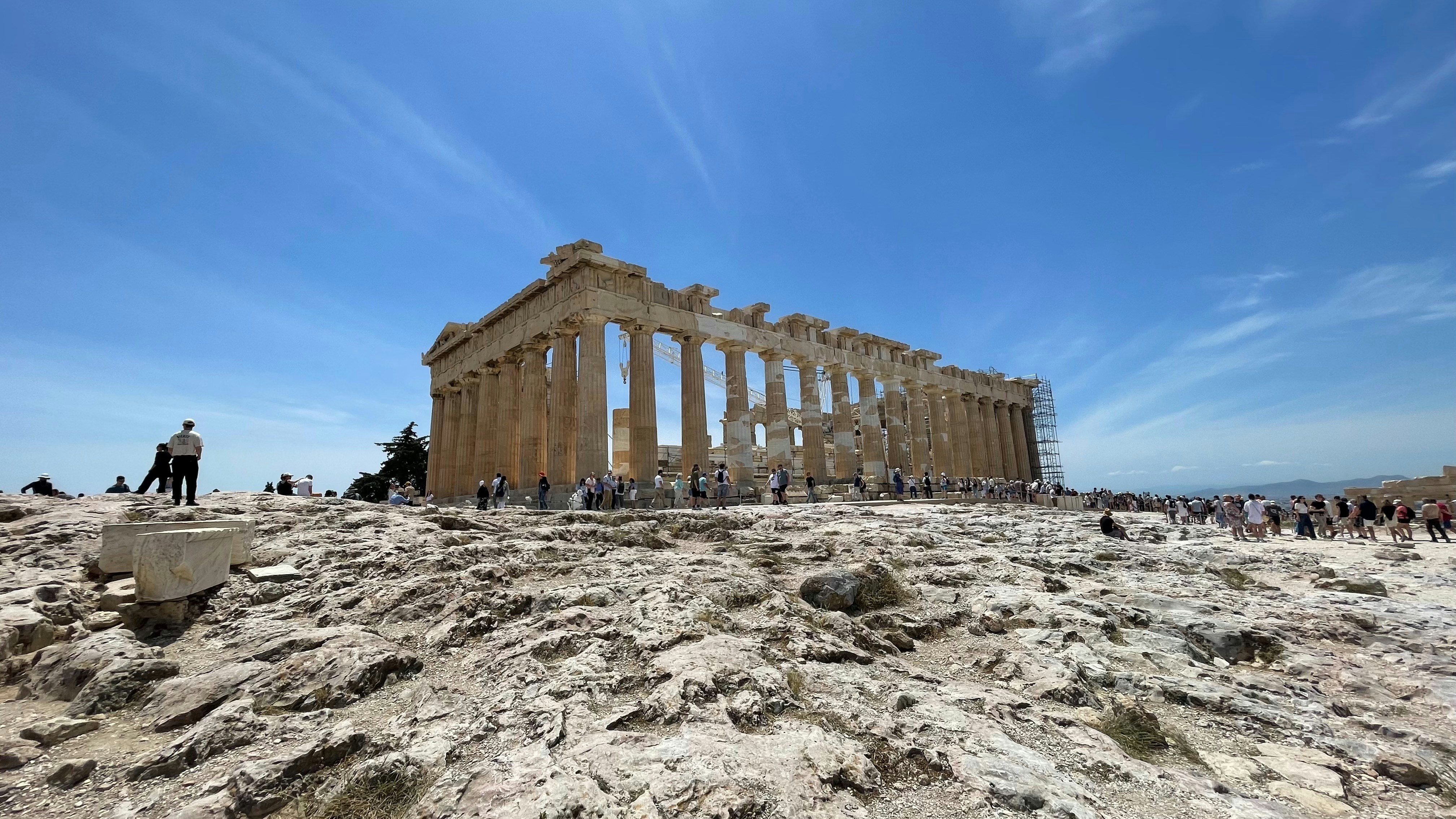 Ancient Colonnade Basks Under Aegean Sky