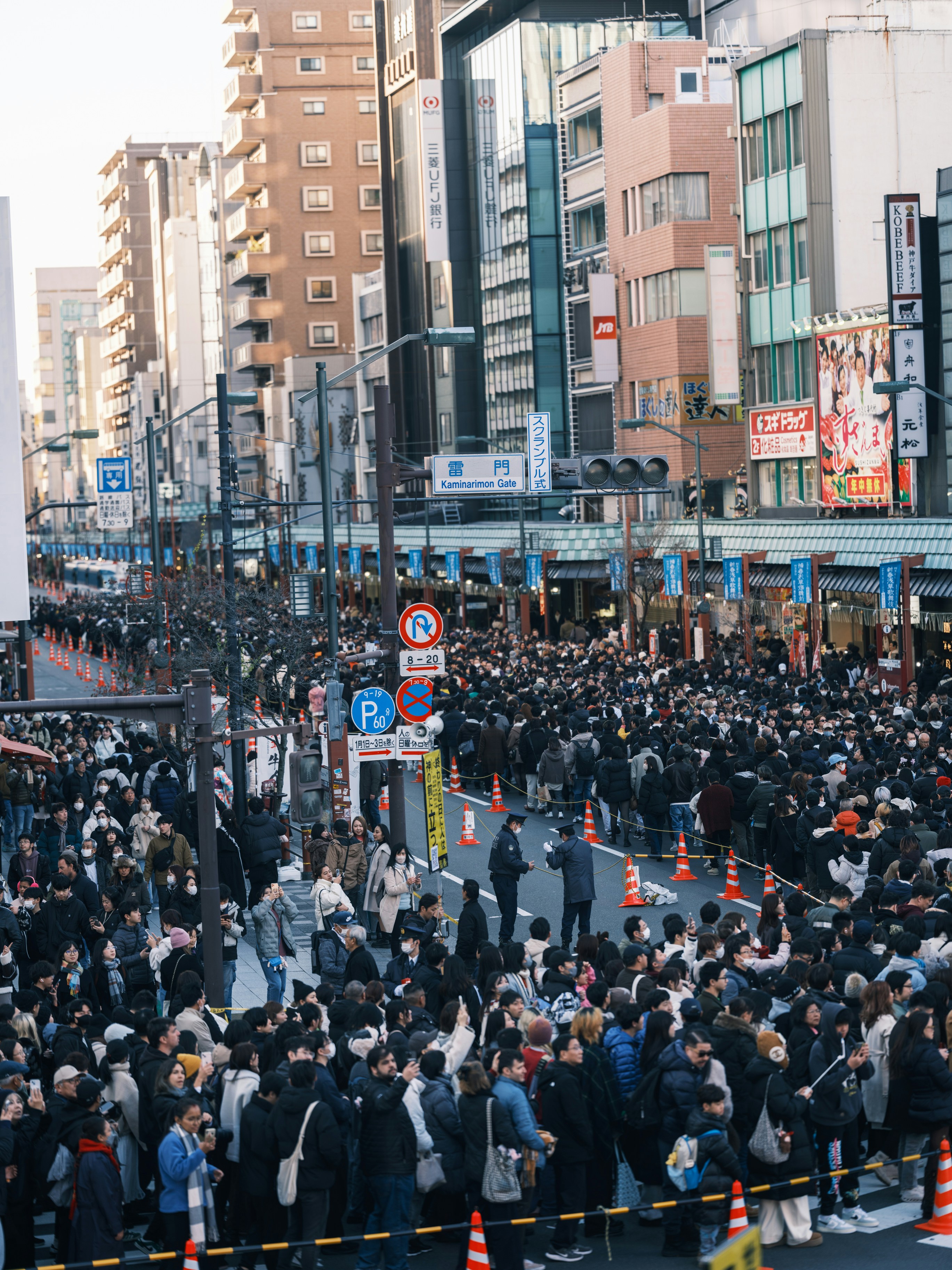 Crowd Surge on a Busy Urban Street