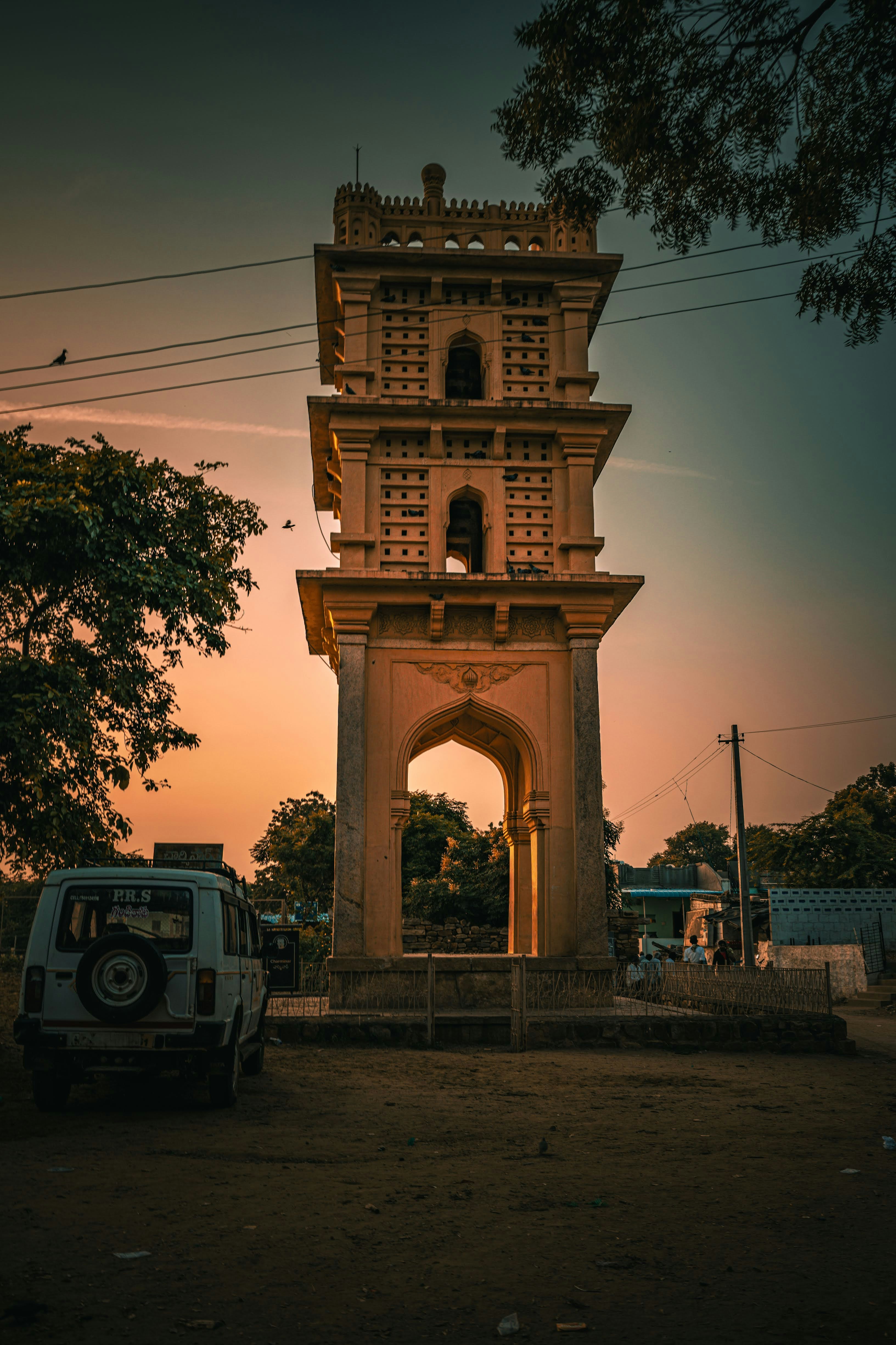 Amber Hour Over the Three-Tier Gateway