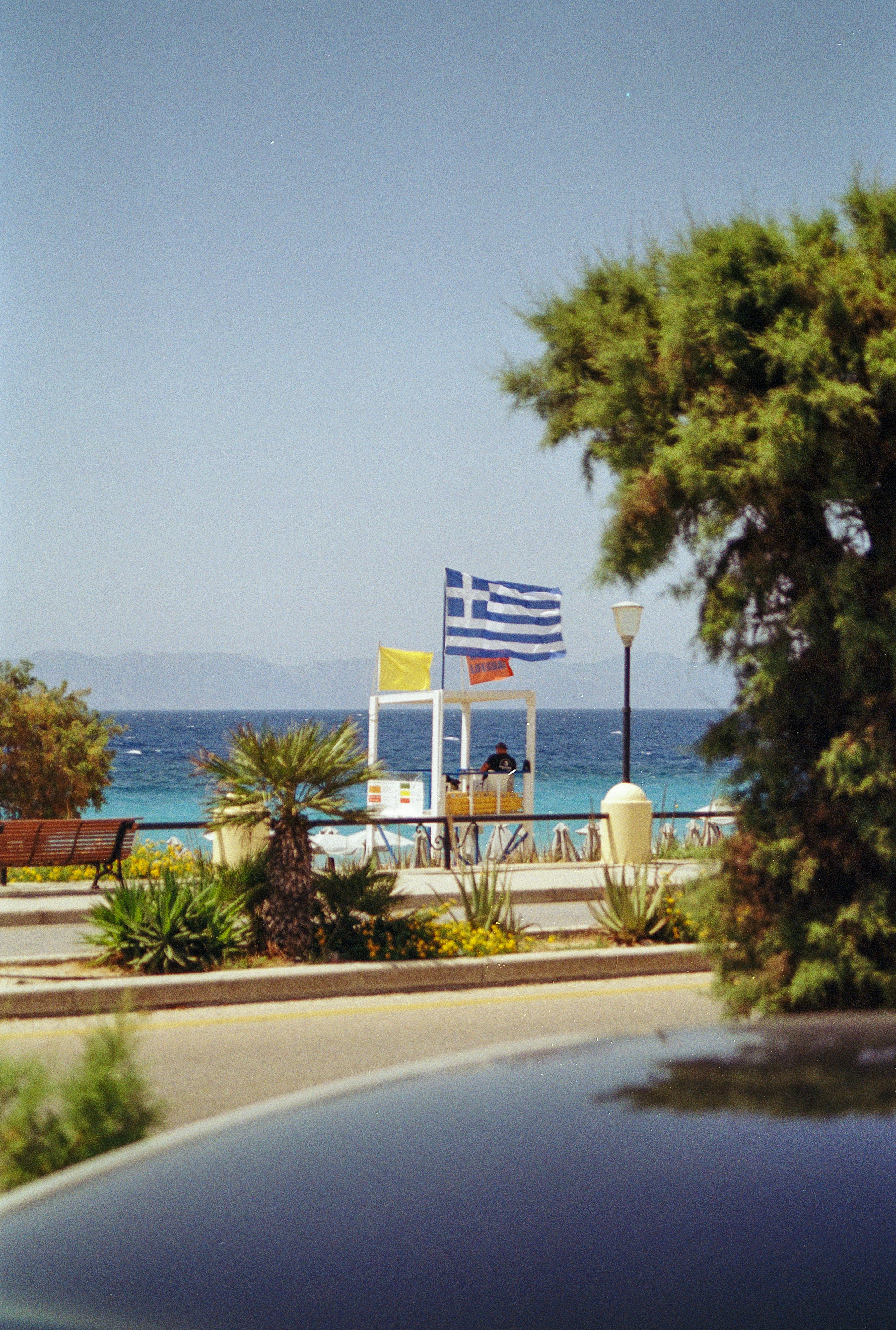Aegean Flags Over the Lifeguard Stand