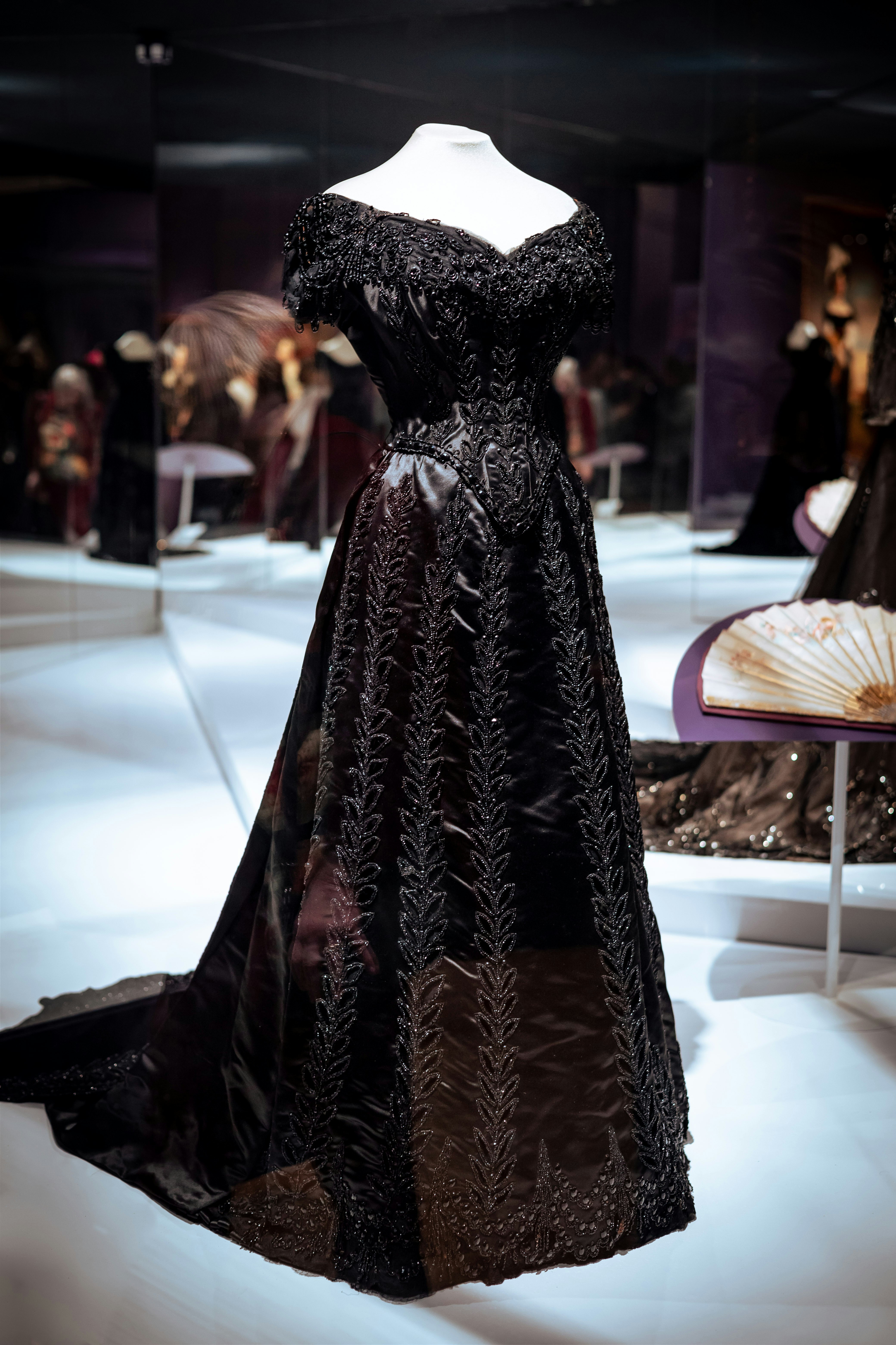 Midnight Velvet: A couture gown on display