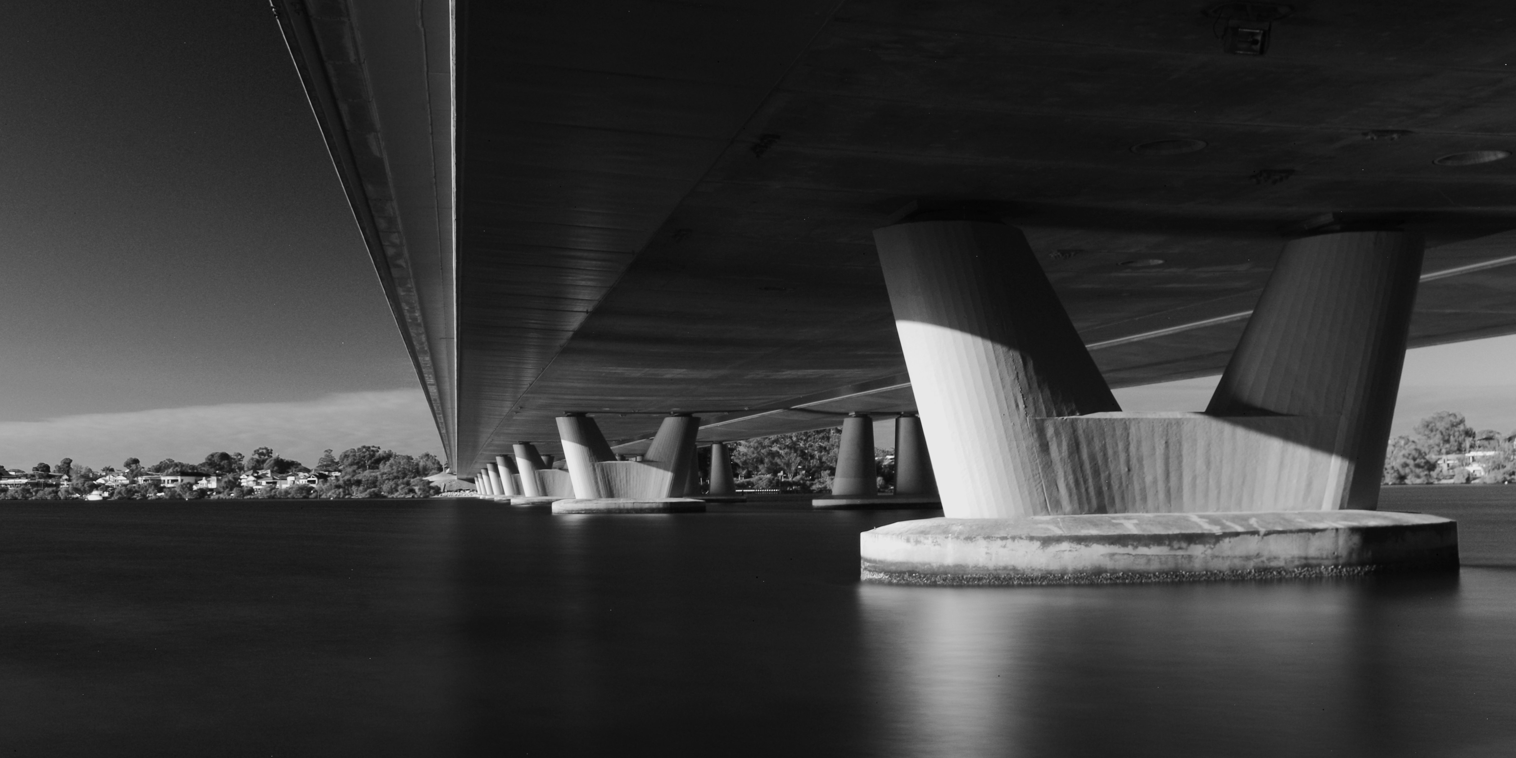 A black and white photo of the underside of a bridge photo – Free Mount ...