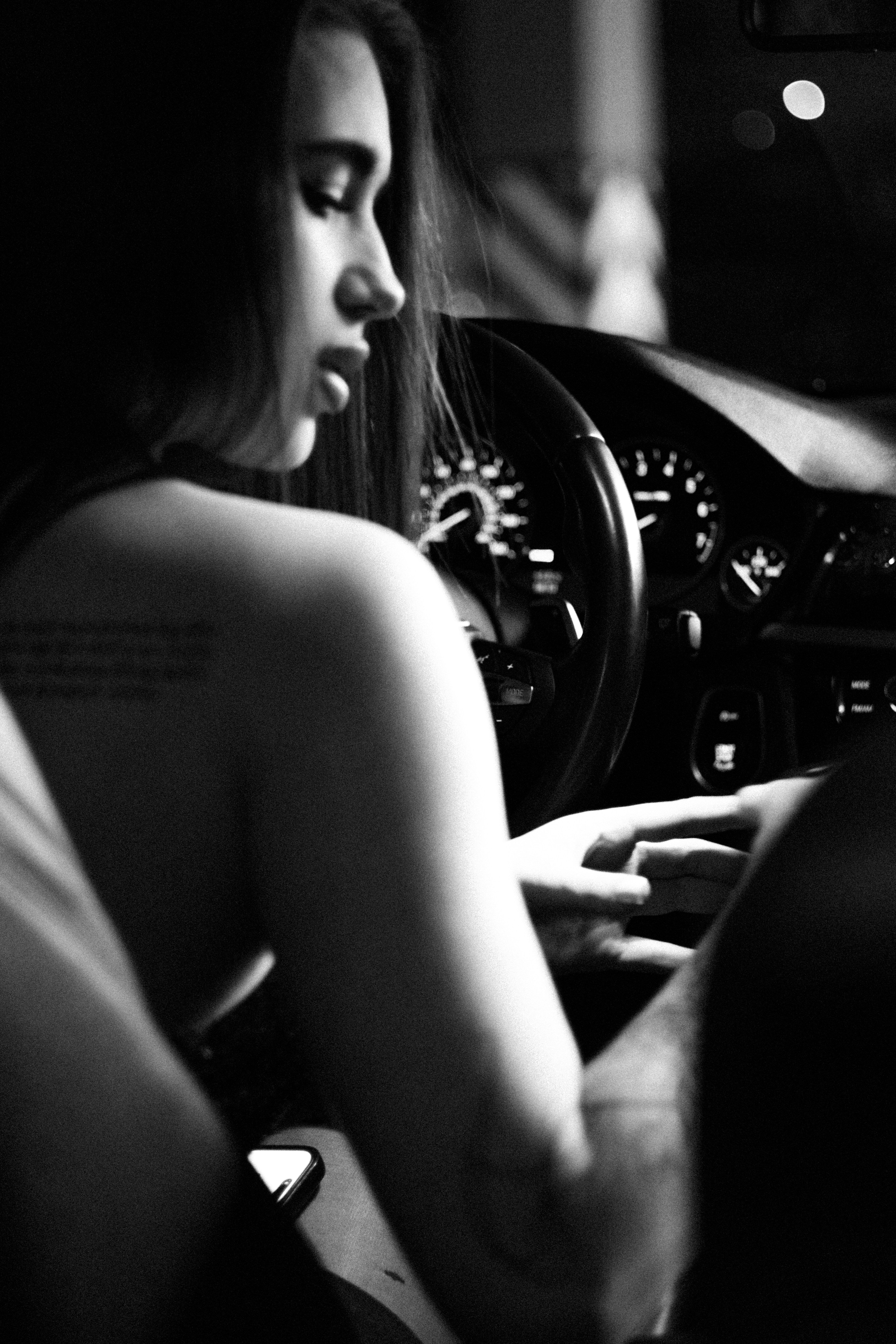 Midnight Drive: Quiet Intimacy in a Gloomy Cabin