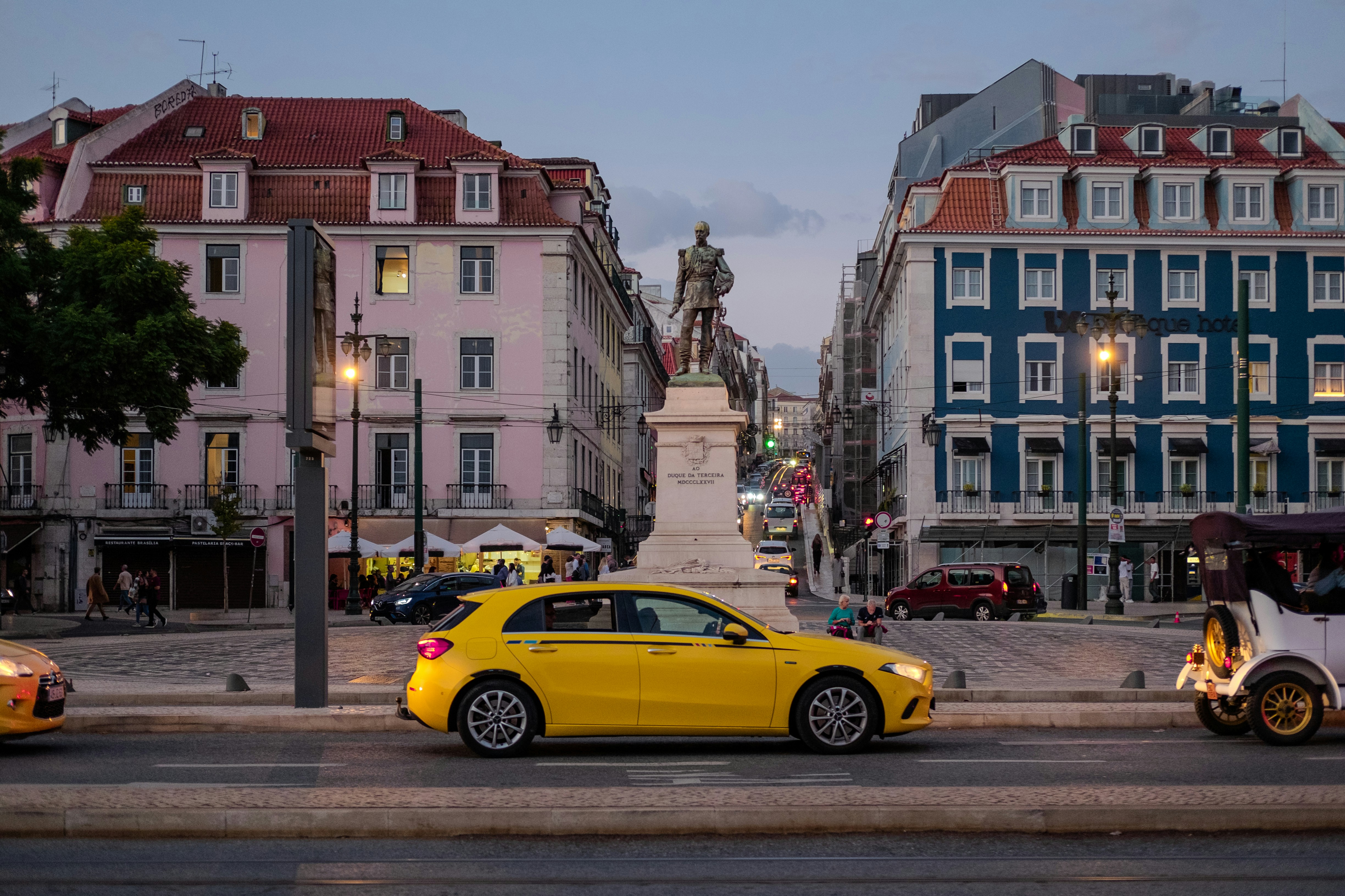 Yellow Cab in a Pastel Square