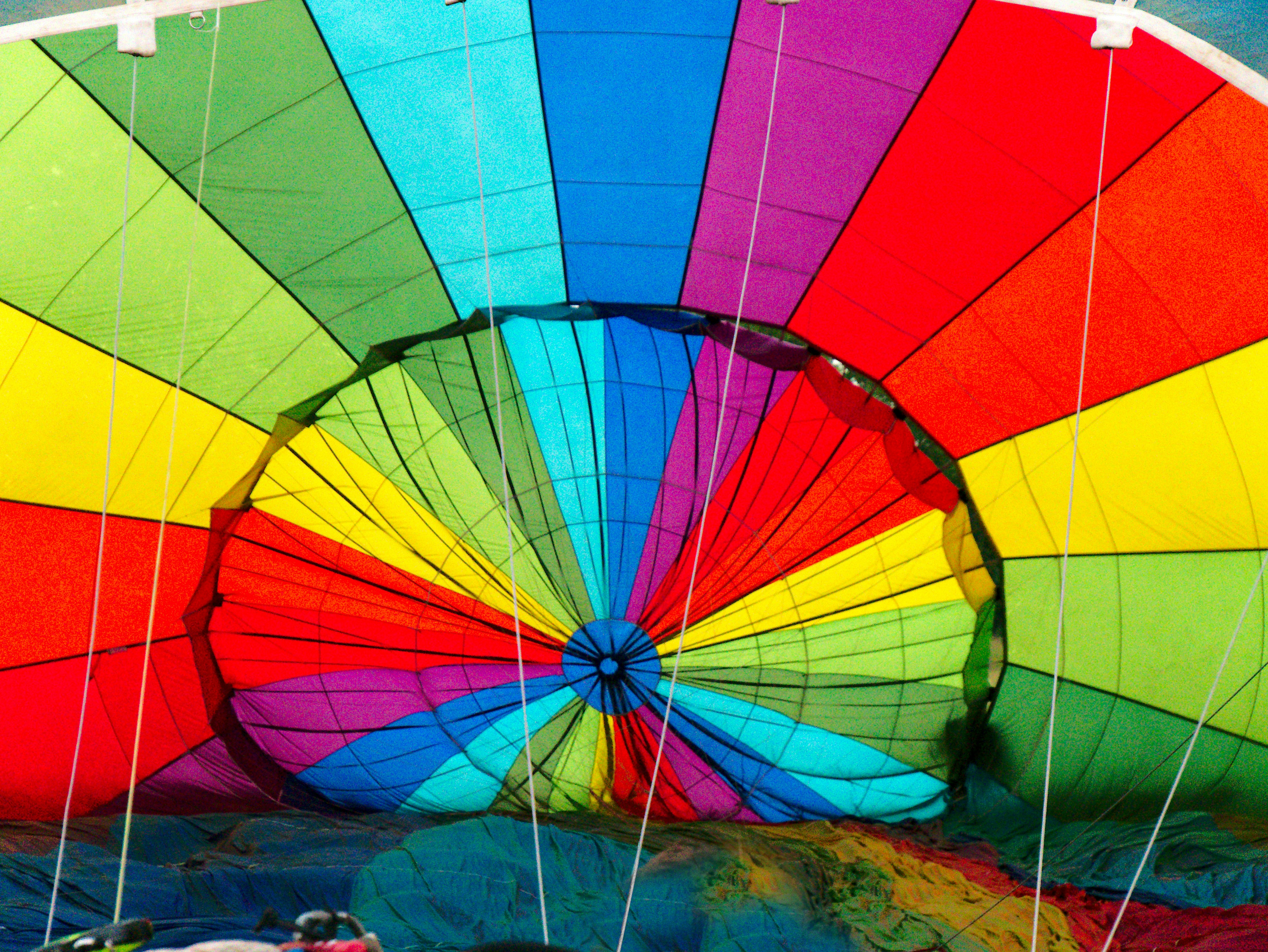 Inside the Rainbow: Close-Up of a Symmetrical Parachute Canopy