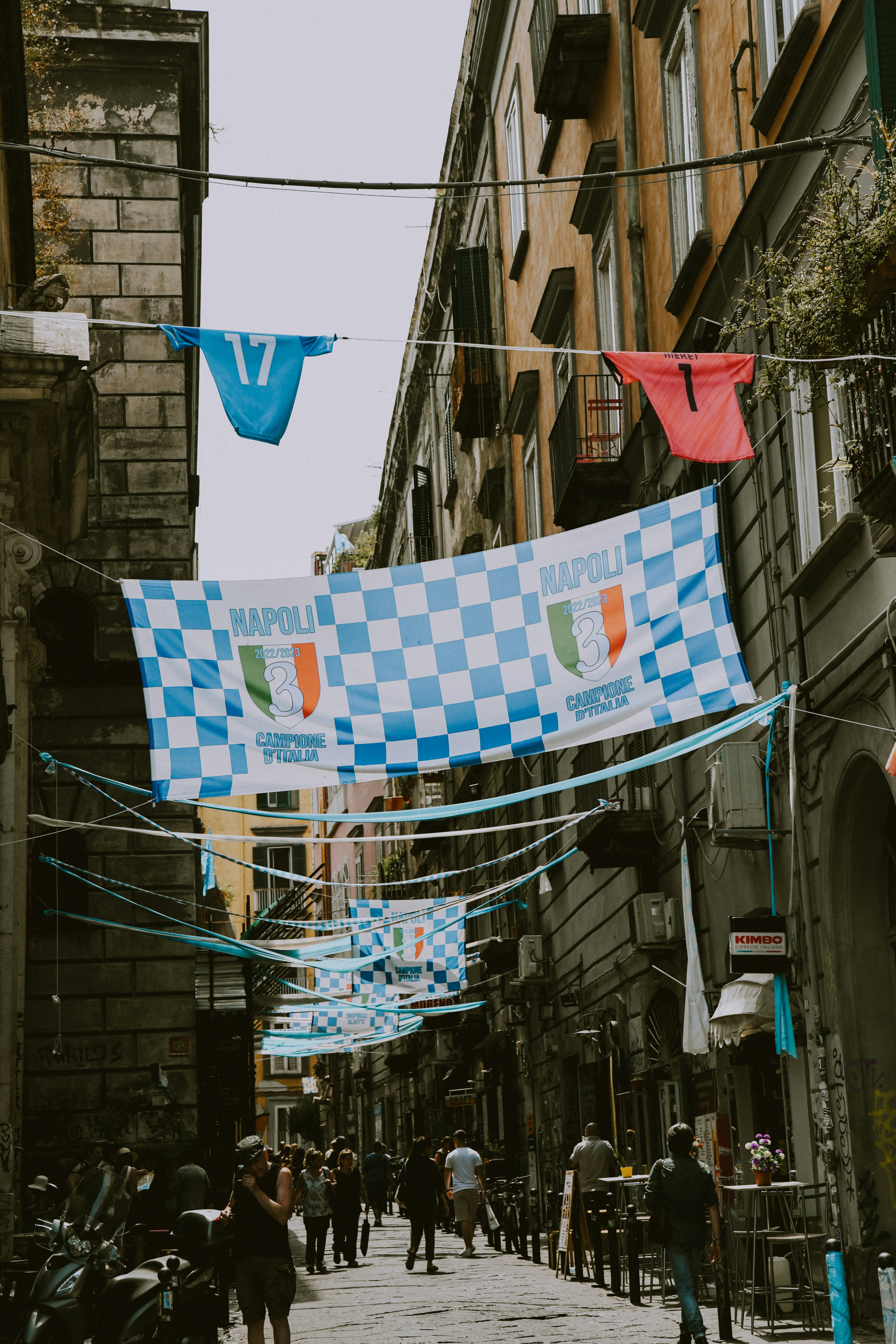 Napoli Flags Over a Narrow Street Marathon