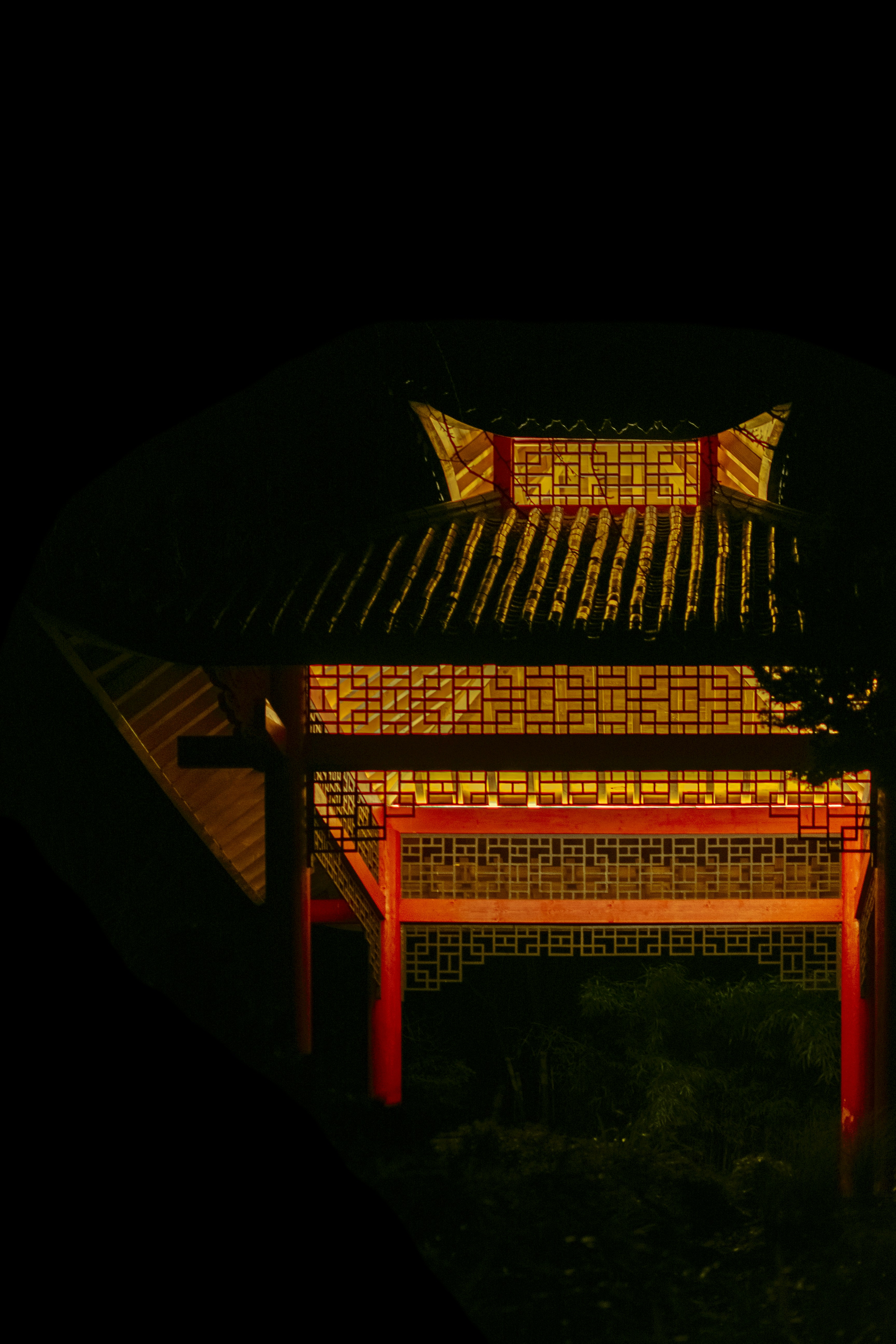 Illuminated Pagoda Amidst the Night