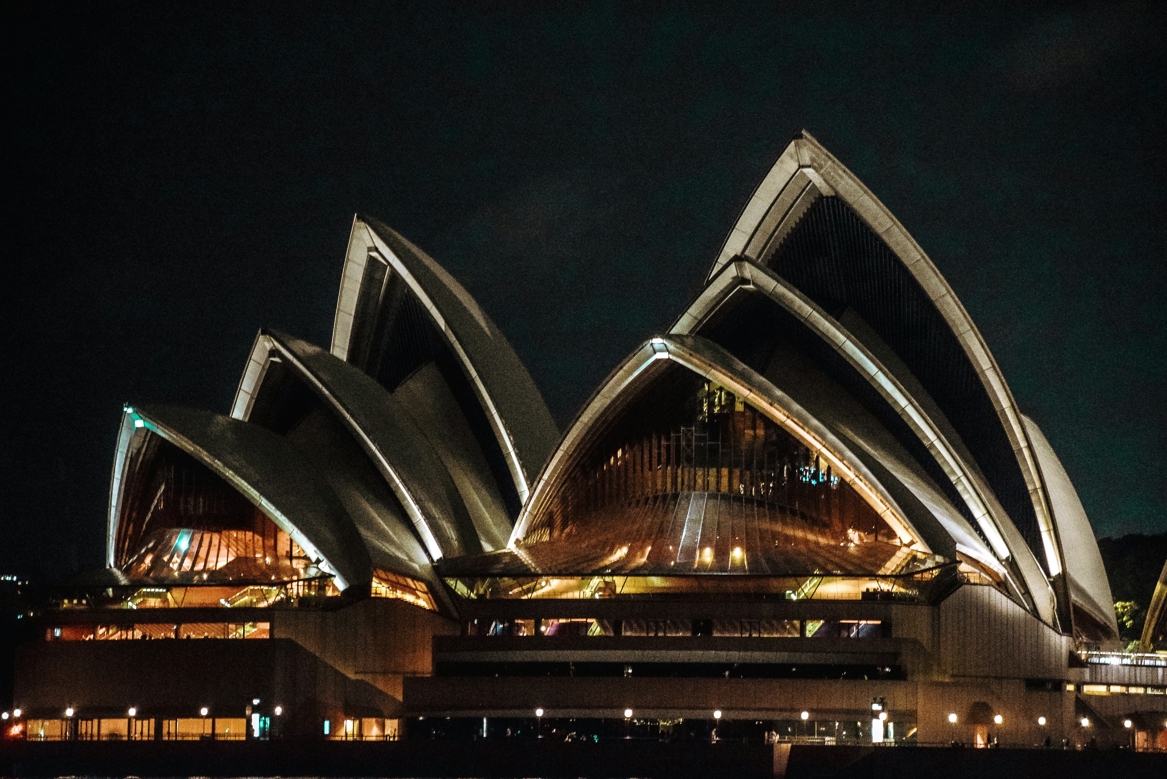 A picture of the sydney opera house lit up at night photo – Free ...