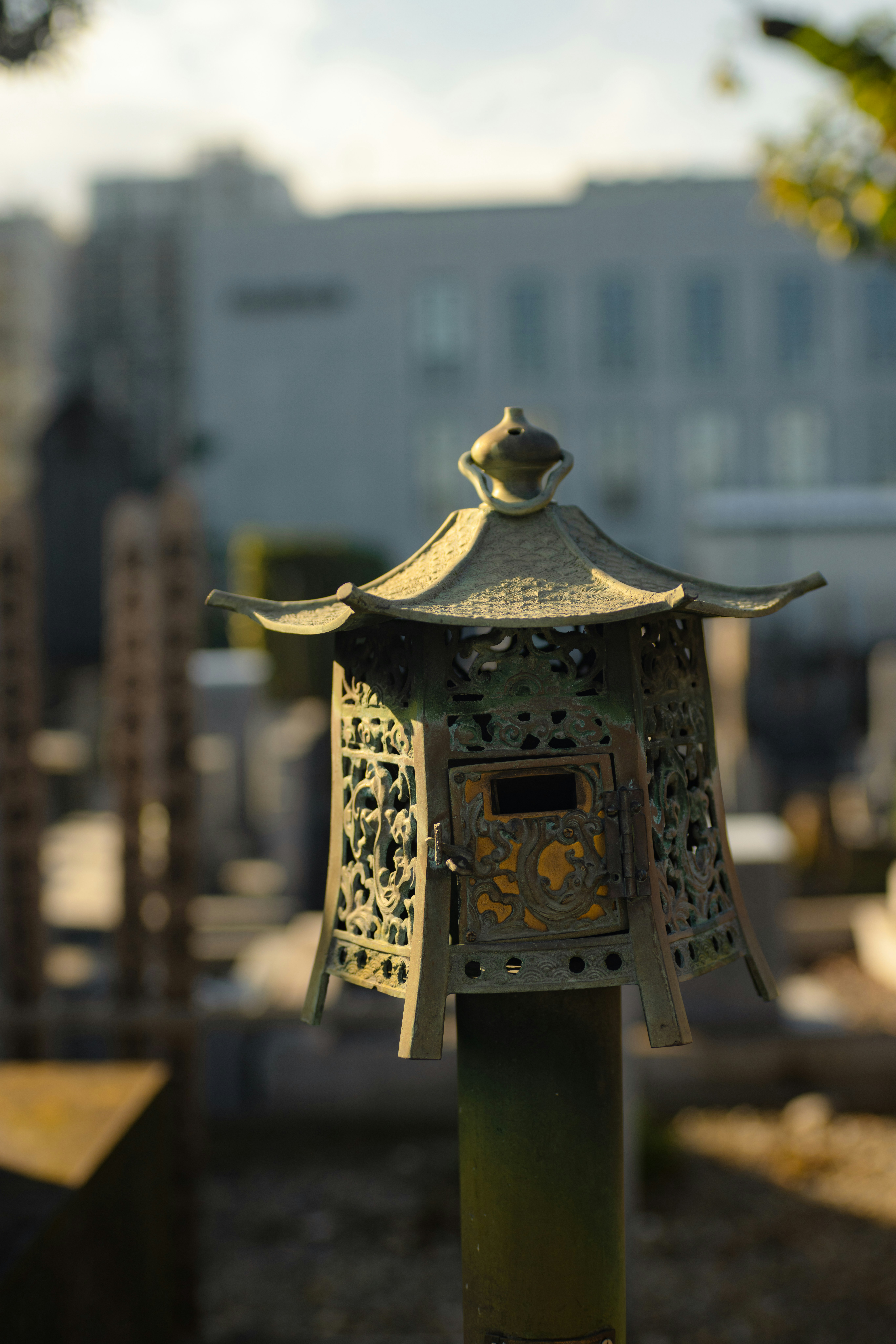 Ornate Lantern Stance under Afternoon Light