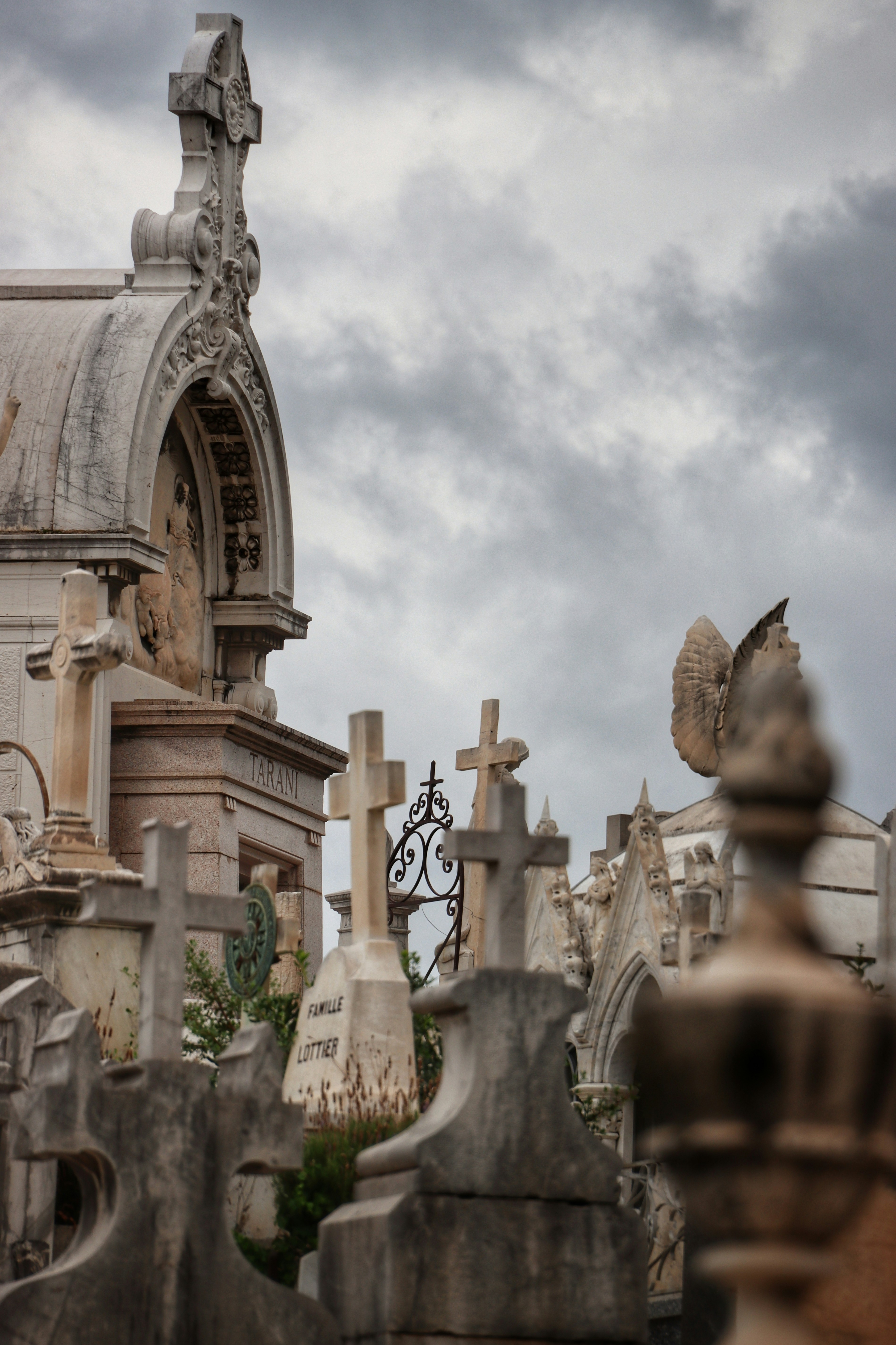 A cemetery with a clock tower in the background photo – Free Nice Image ...