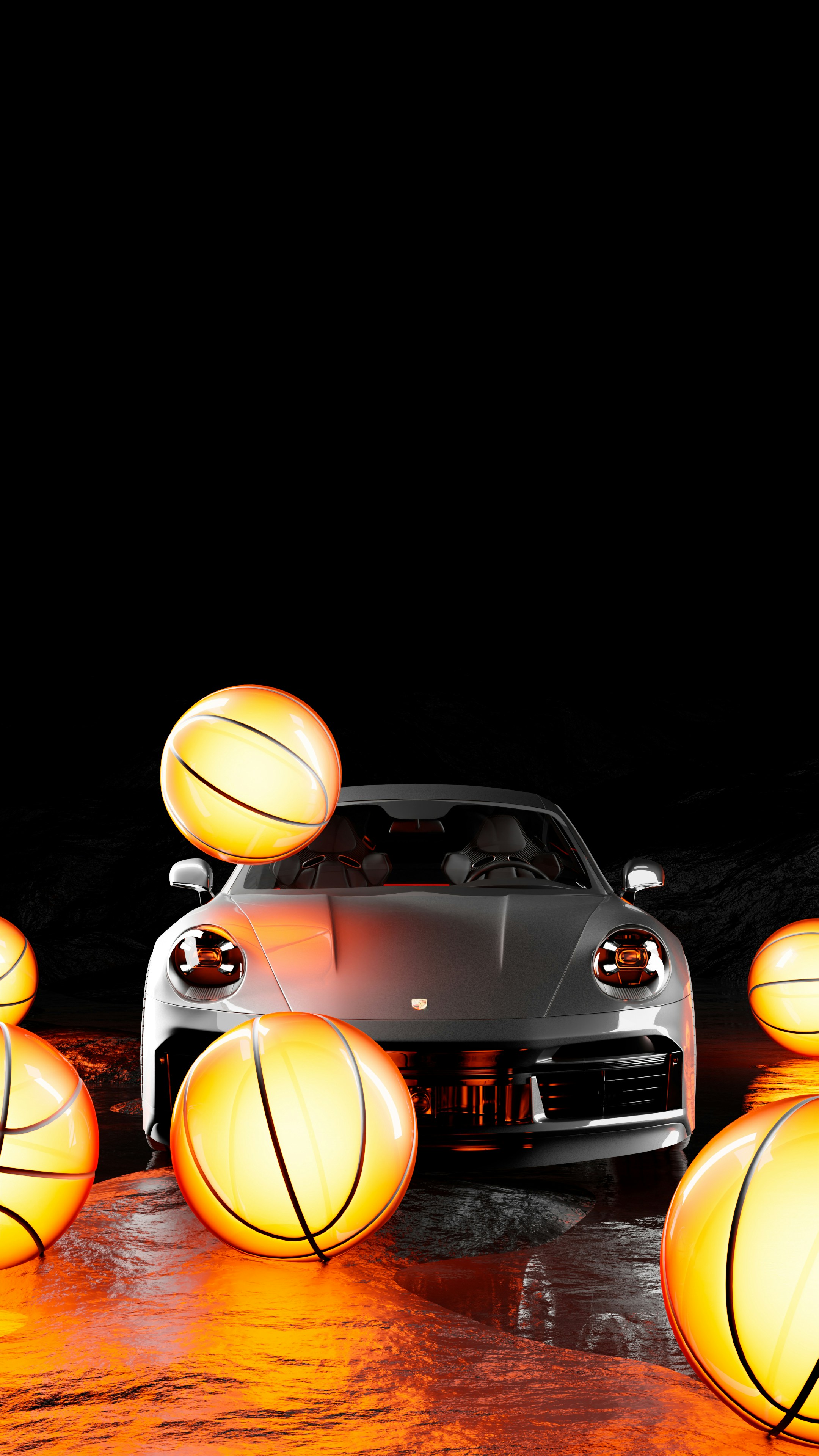 A car parked in front of a bunch of basketballs photo – Free Sports car ...
