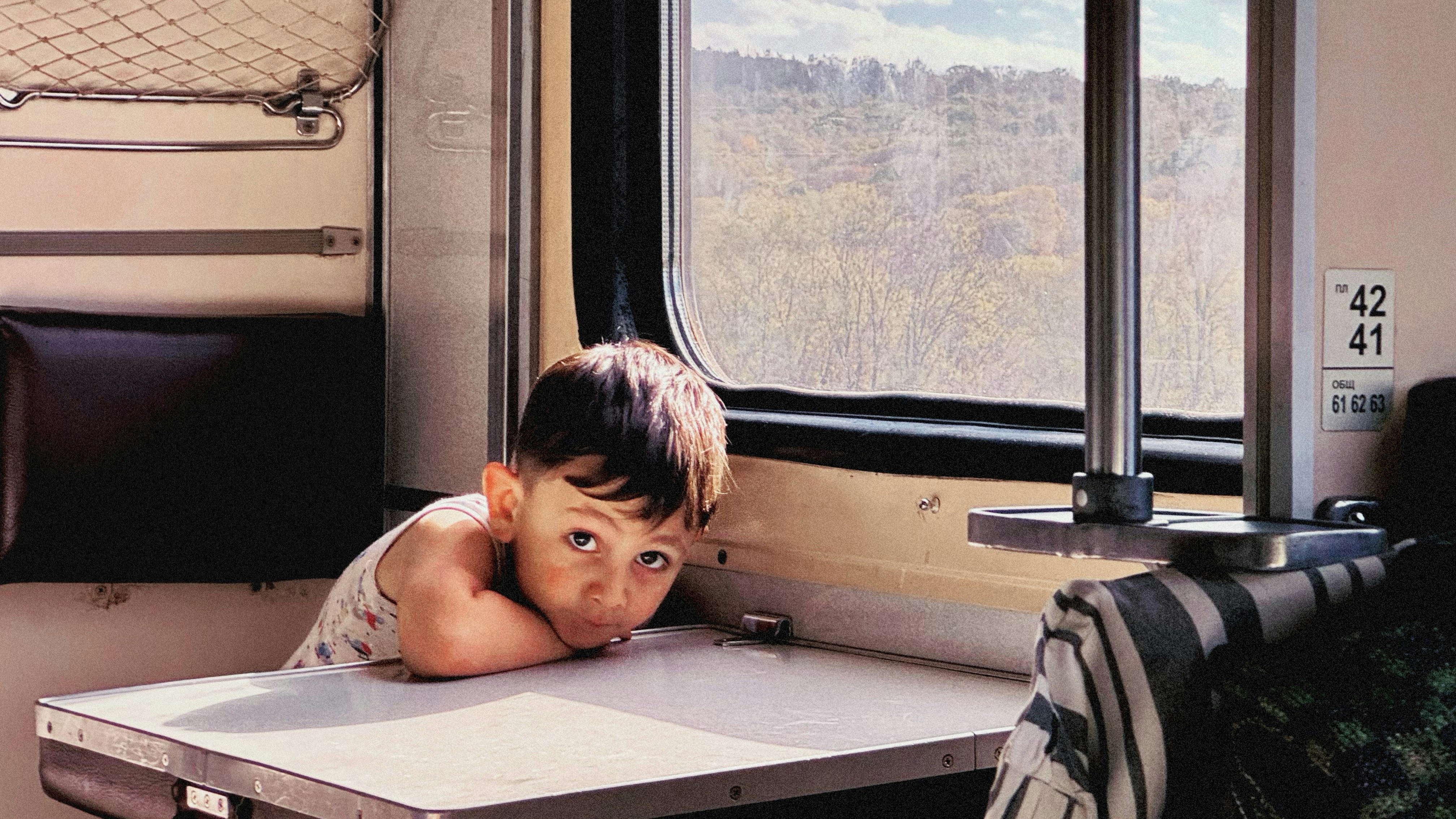 Sunlit Quiet: A Boy by the Train Window