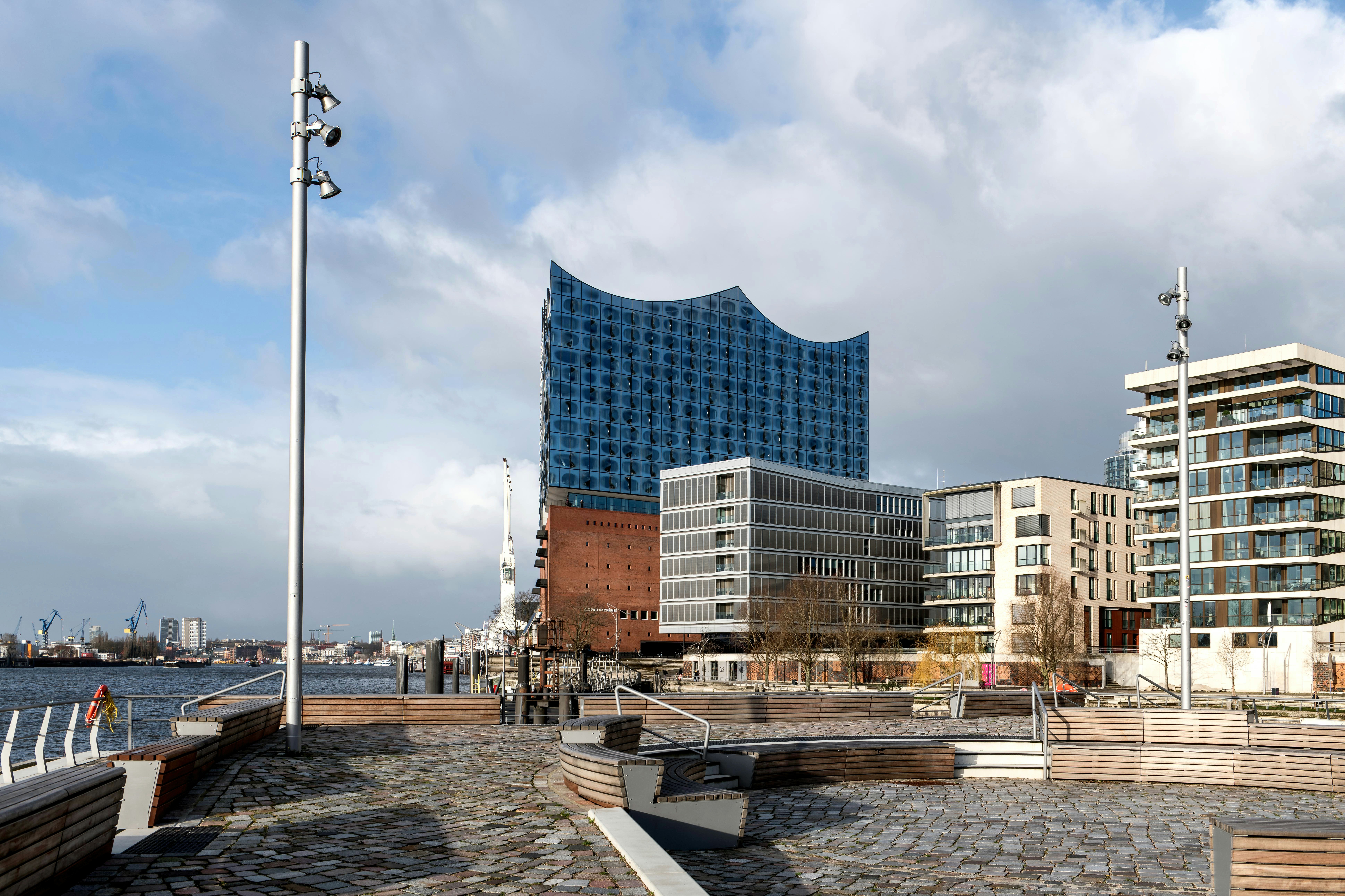 Harbor Promenade Toward the Wavy Facade