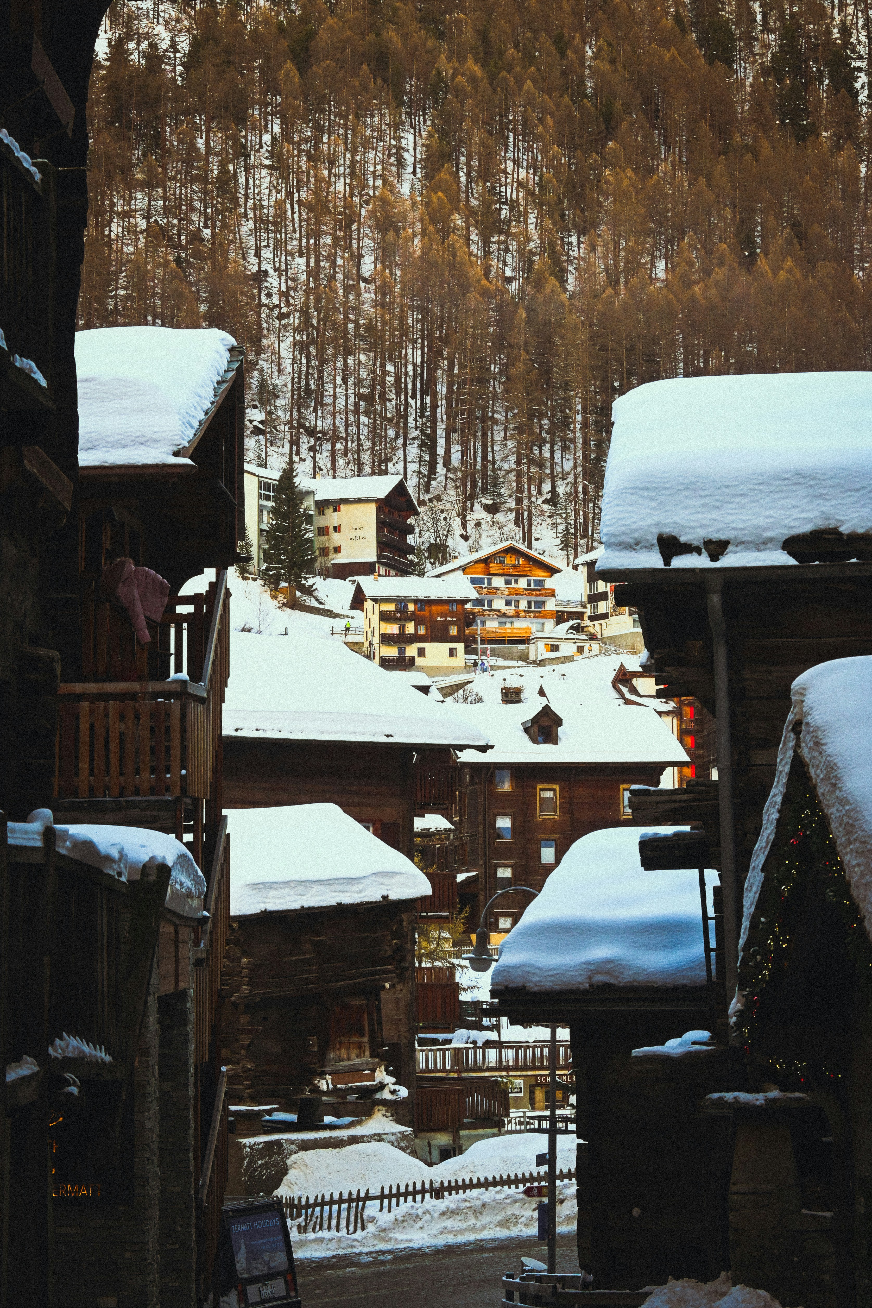 Sun-Kissed Balconies in a Snowbound Alpine Hamlet