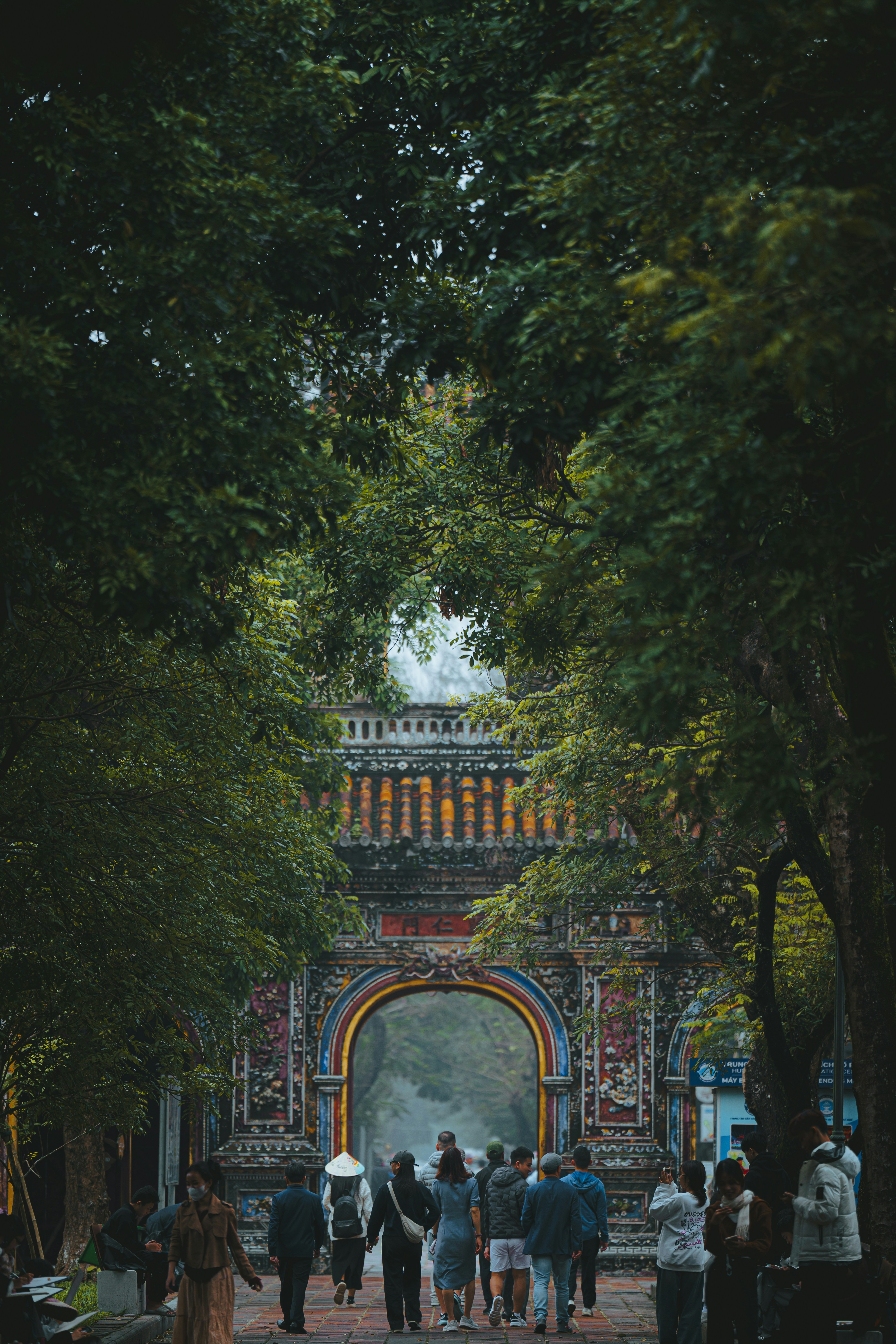 Verdant Corridor Framing an Ornate Arch Gate