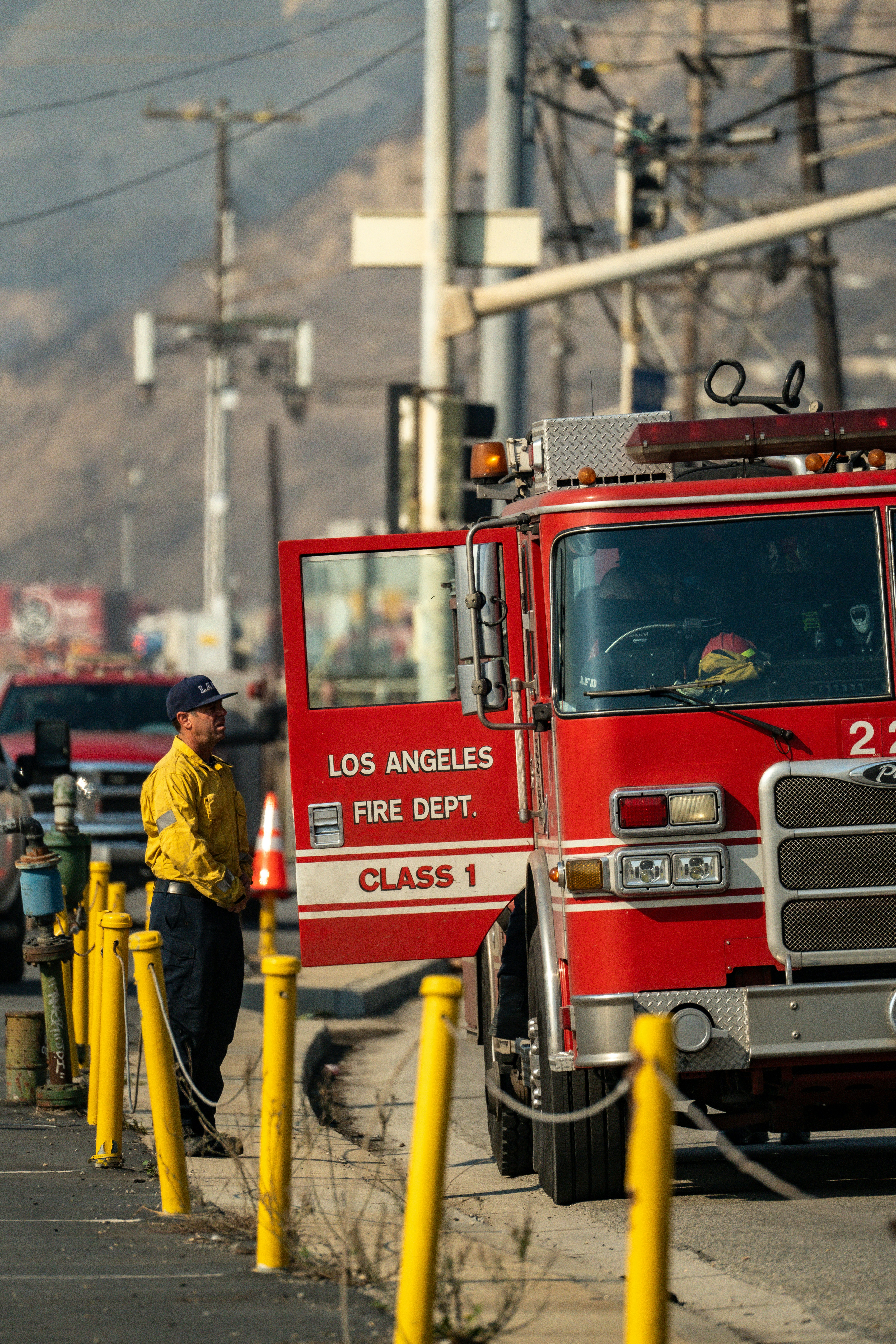 Red Steam of Duty: A Los Angeles Fire Crew at the Edge of the Street