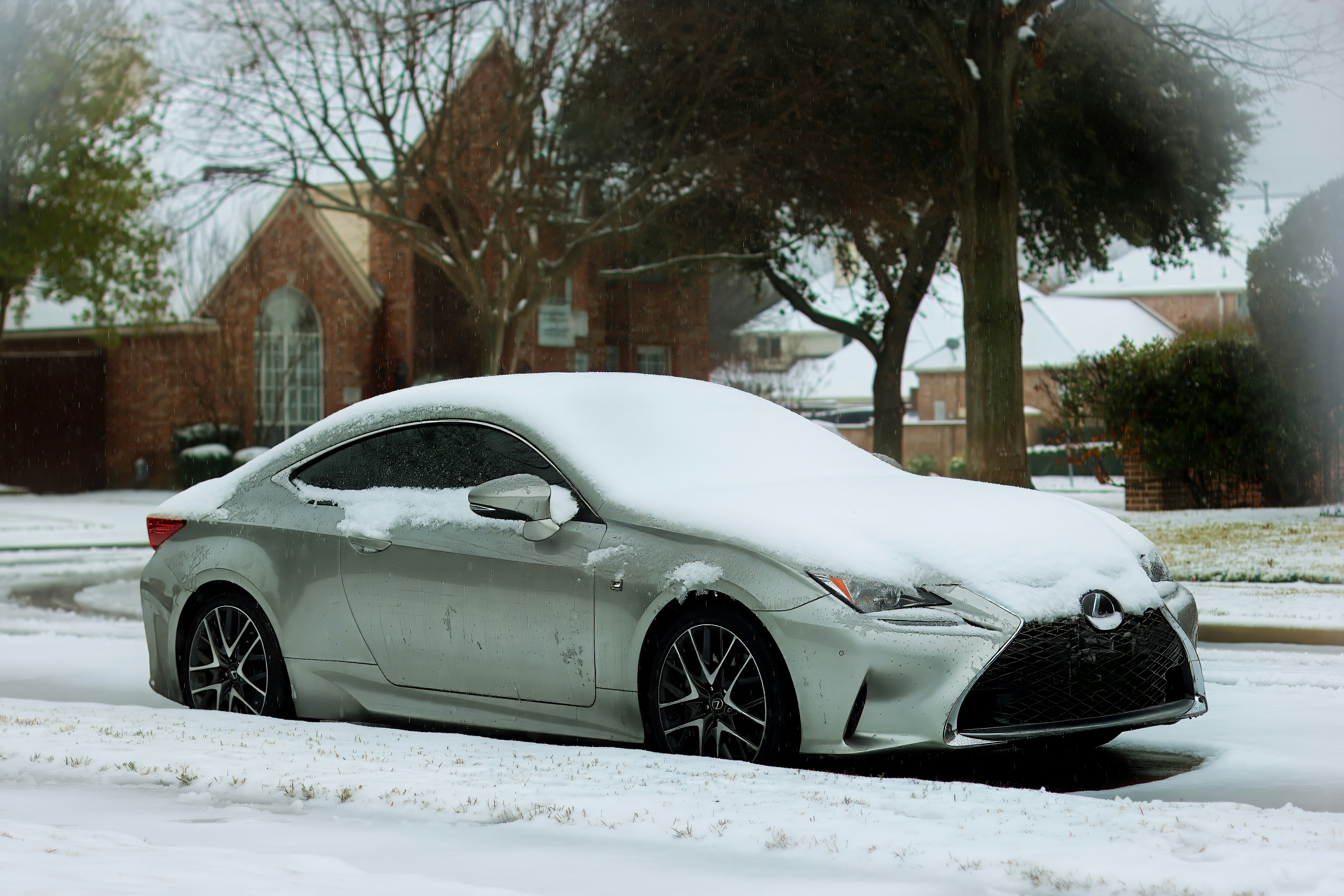 Snowbound Lexus RC: Sharp Lines in a Suburban Winter Hush