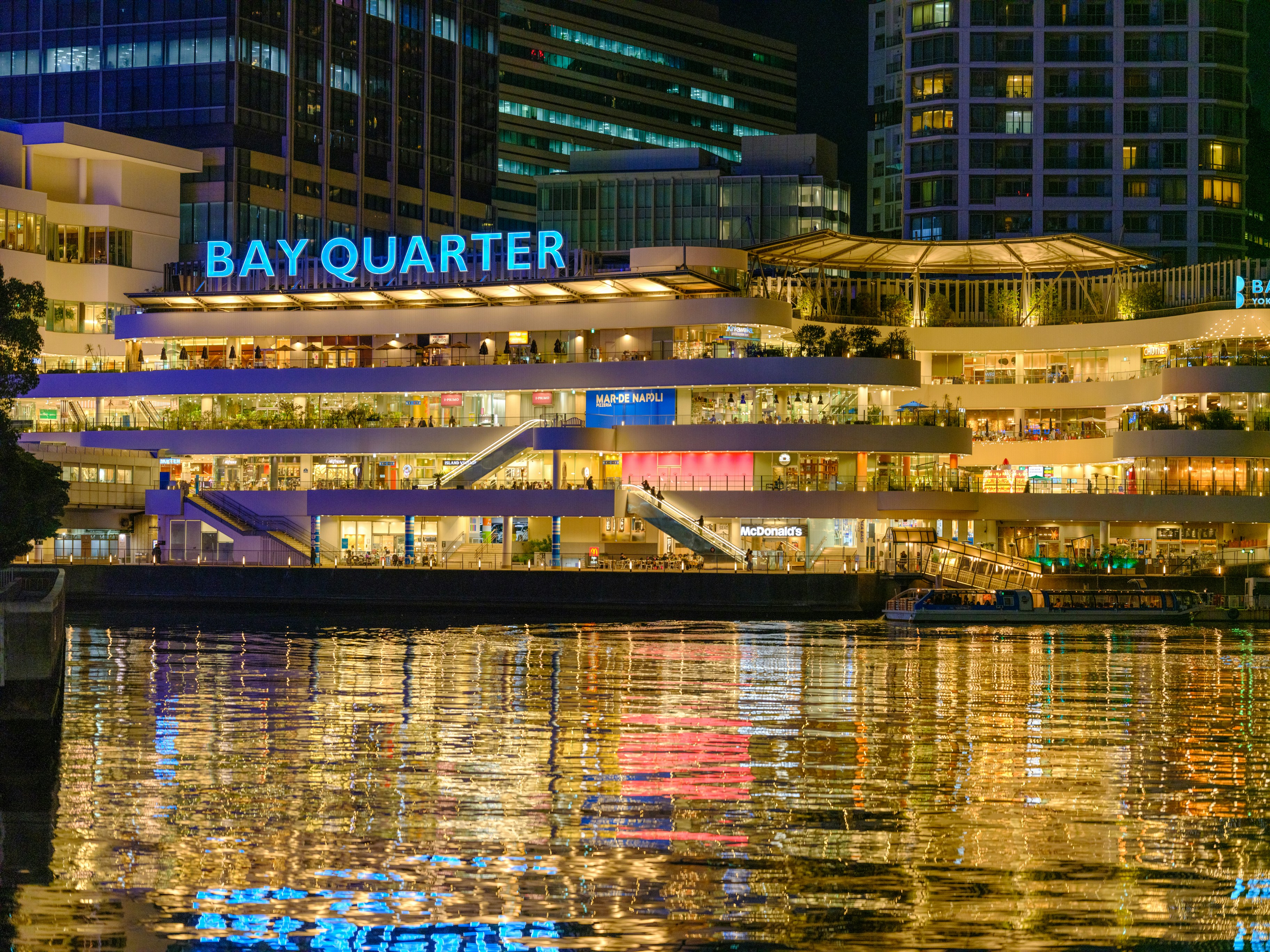 The bay quarter of a city at night