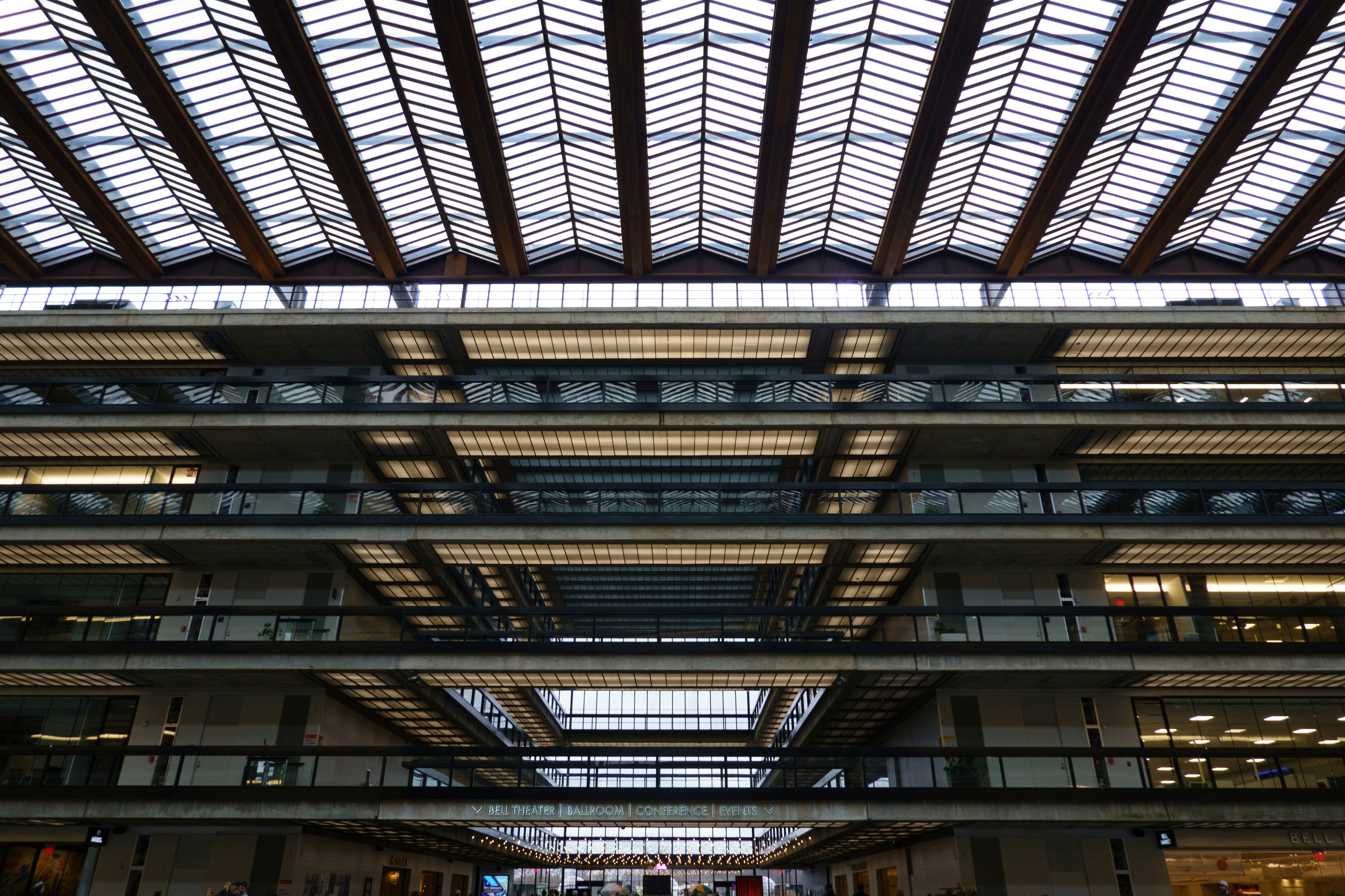 A large building with a skylight above it photo – Free Window Image on ...