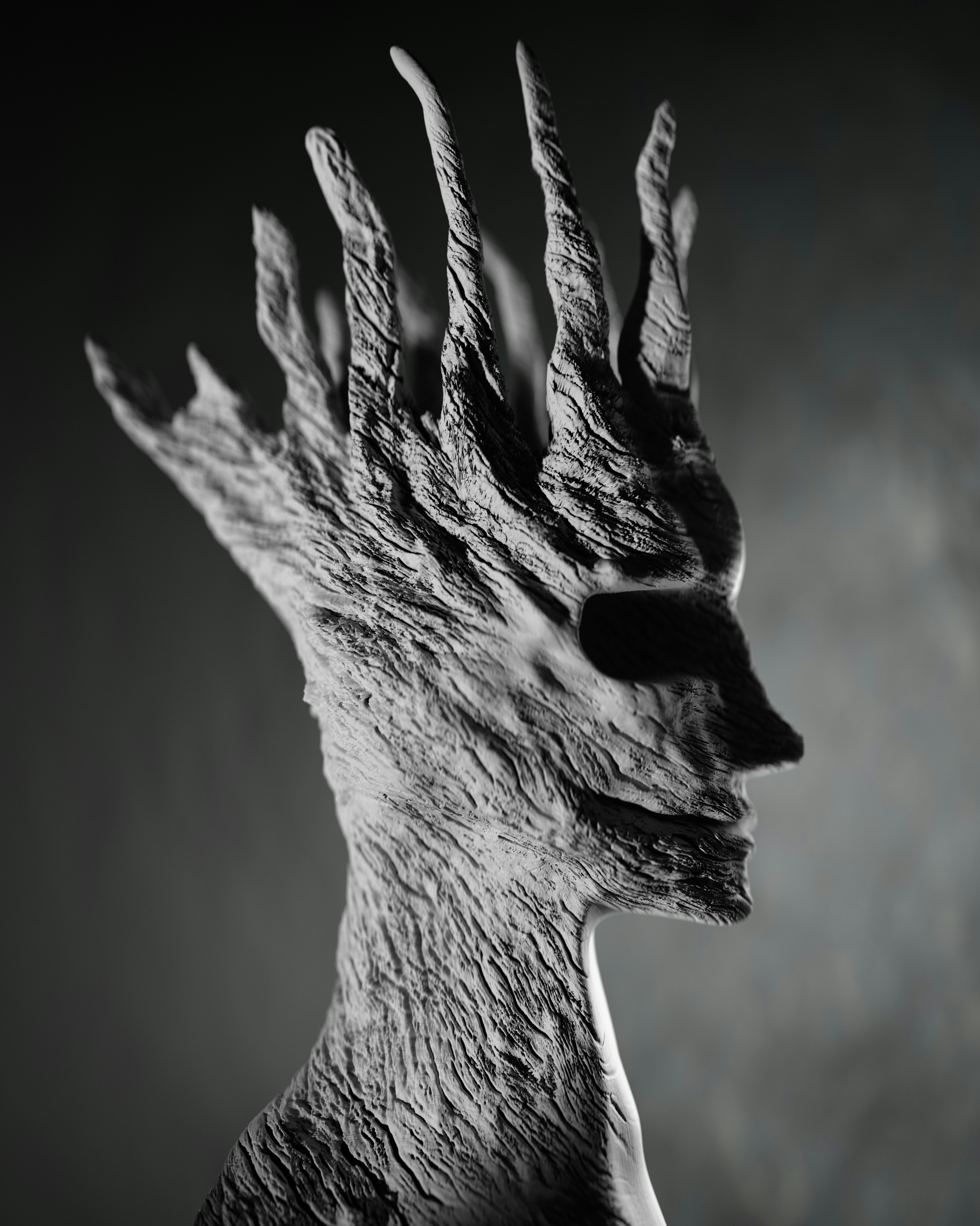 A black and white photo of a statue of a creature photo – Free Render ...