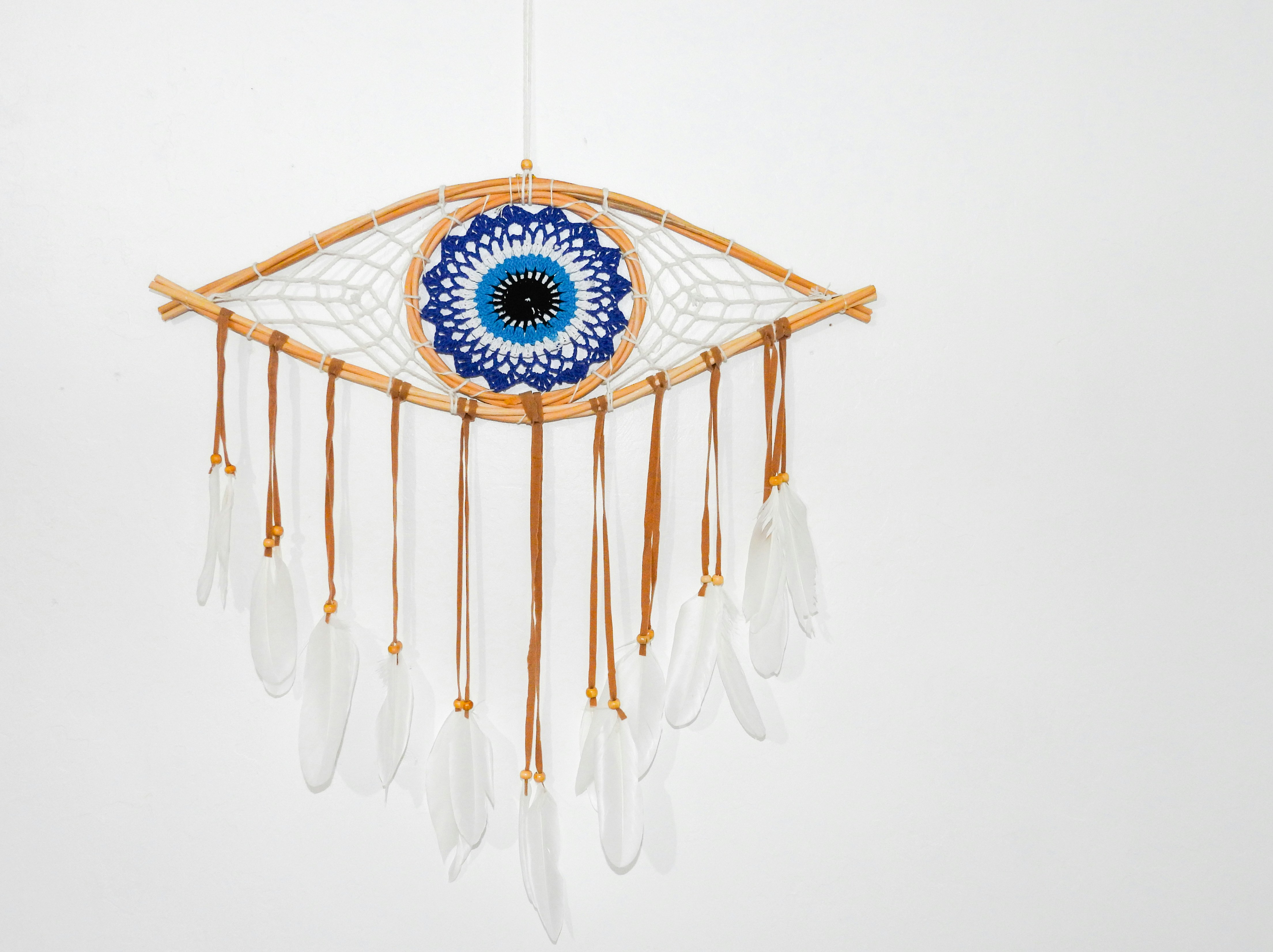 A blue and white eyeball hanging from a string photo – Free Wallpaper ...