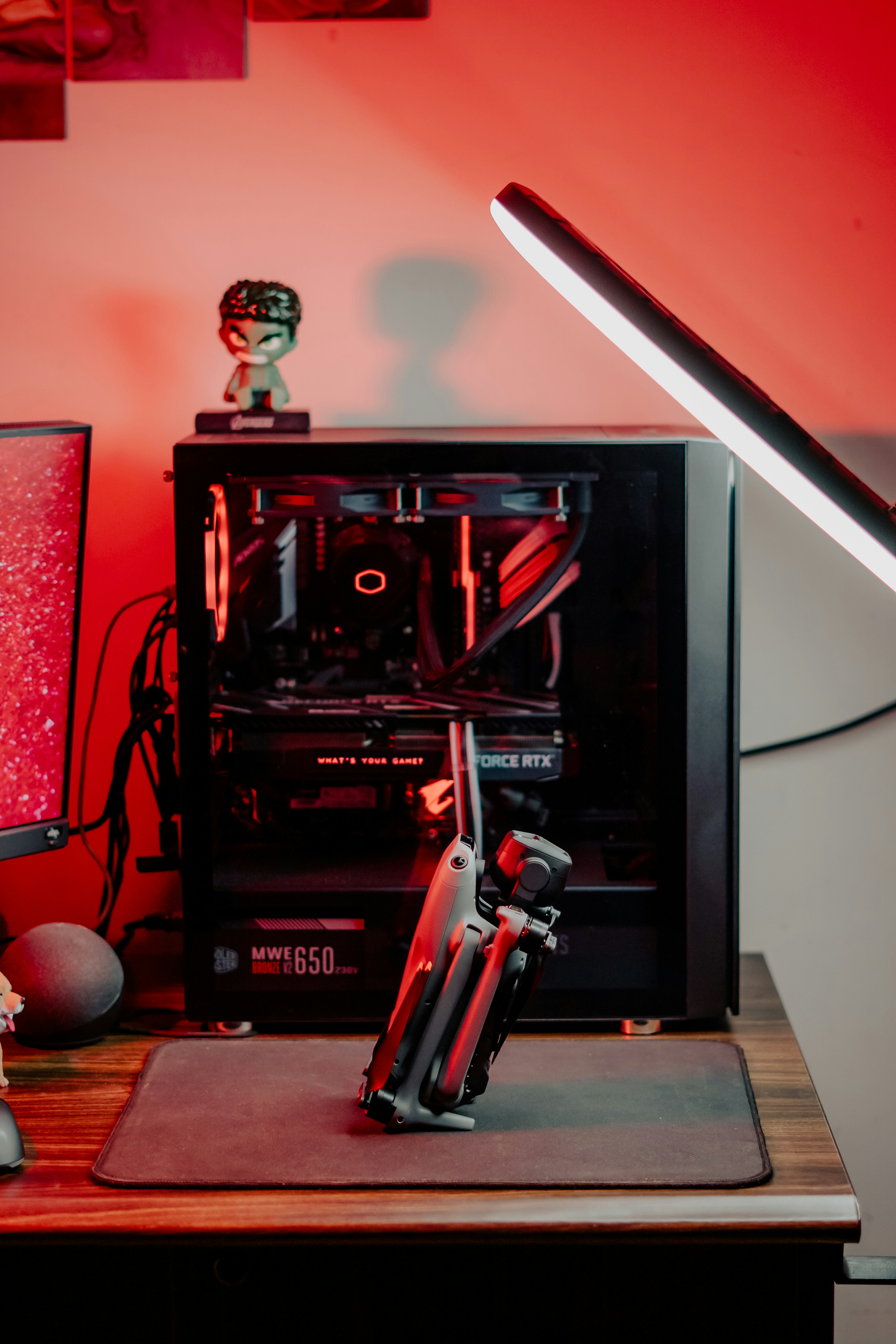 A desktop computer sitting on top of a wooden desk photo – Free Mavic 3 ...