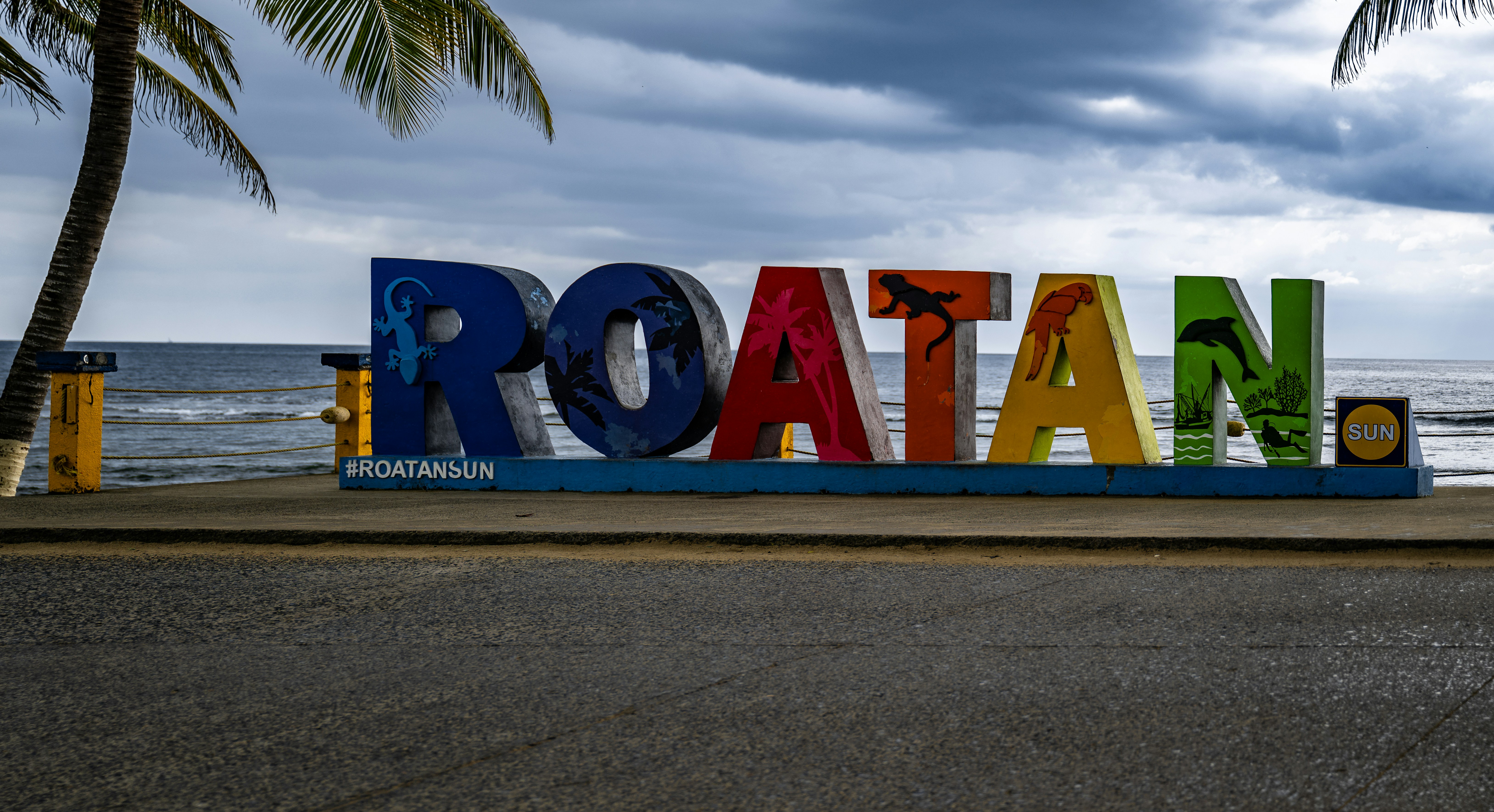 Colorful Roatan Welcome: Letters Spelling Adventure by the Sea