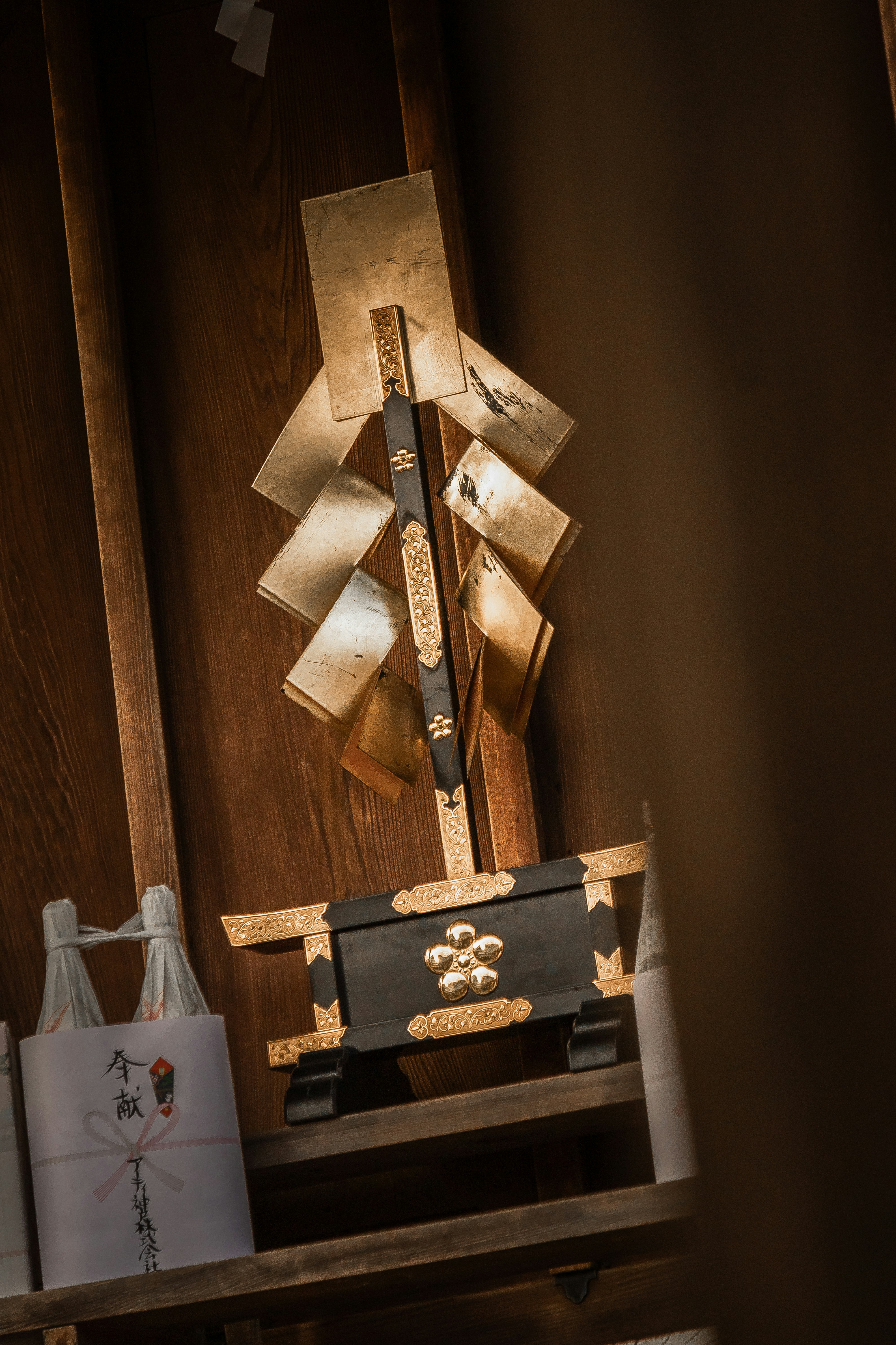 Golden Shrine Assembly: A Cohesive Fusion of Wood and Metal
