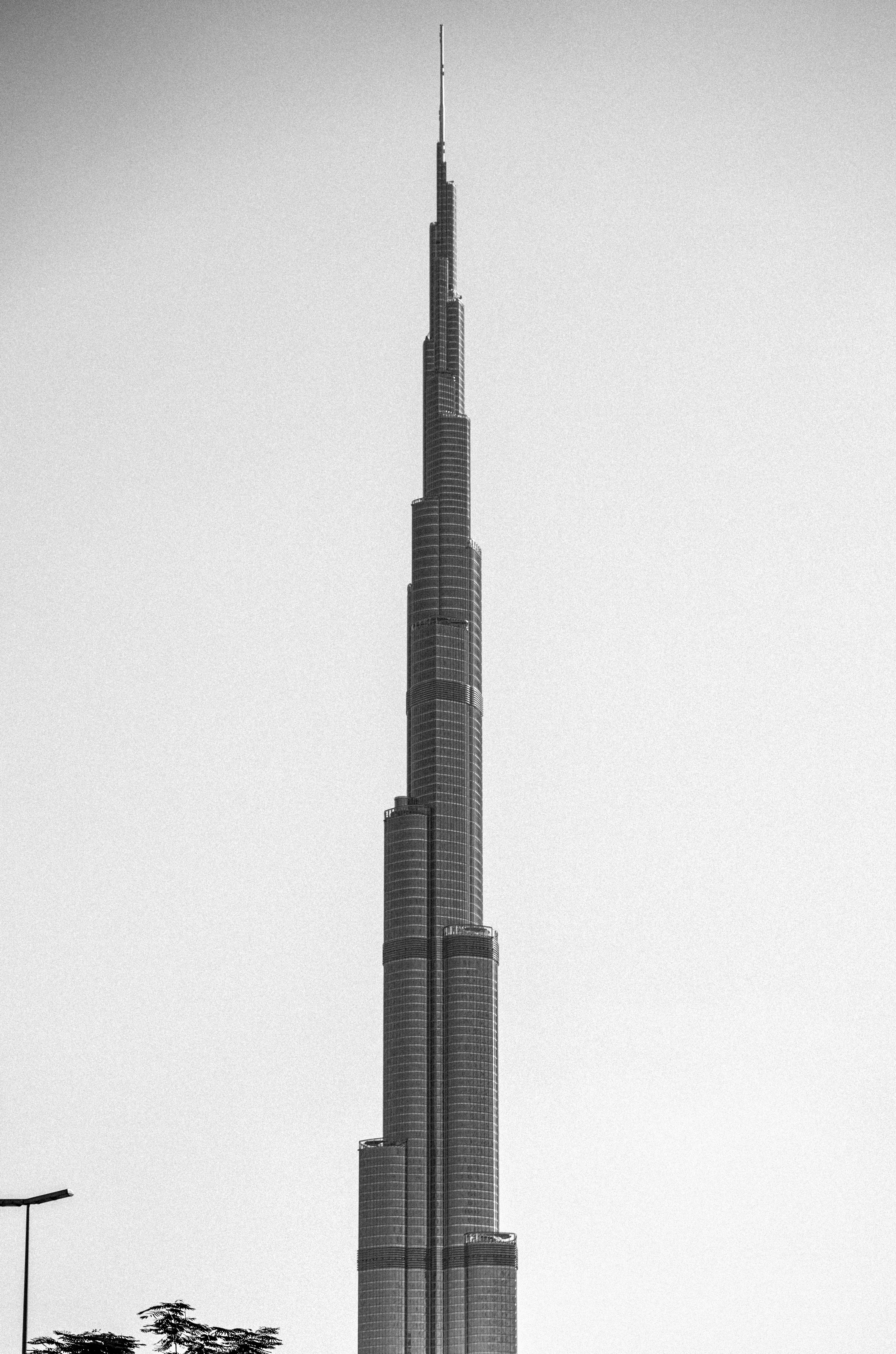 Monochrome Ascension: Burj Khalifa Reaches into a Quiet Sky