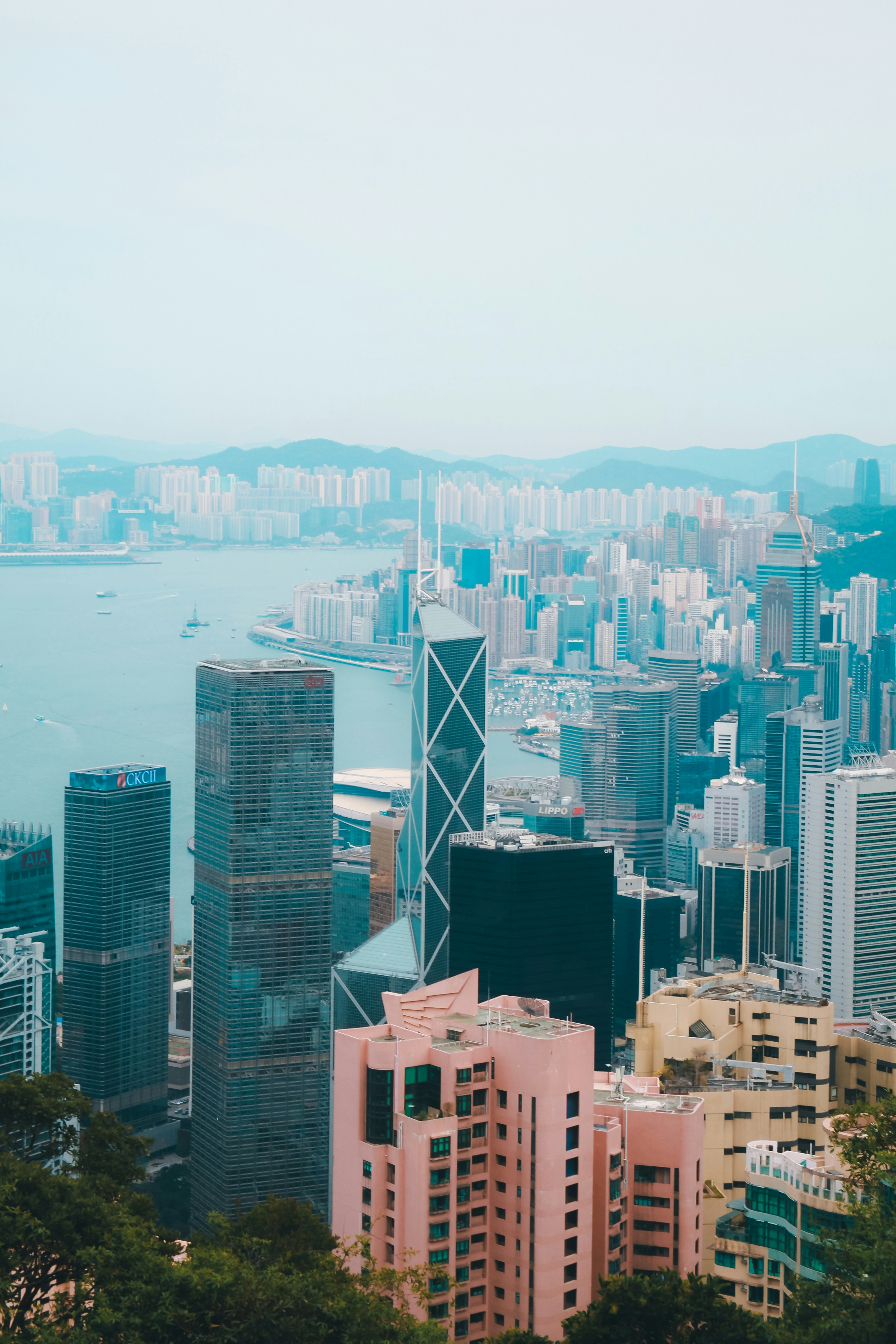 A view of a city from a high point of view photo – Free Building Image ...