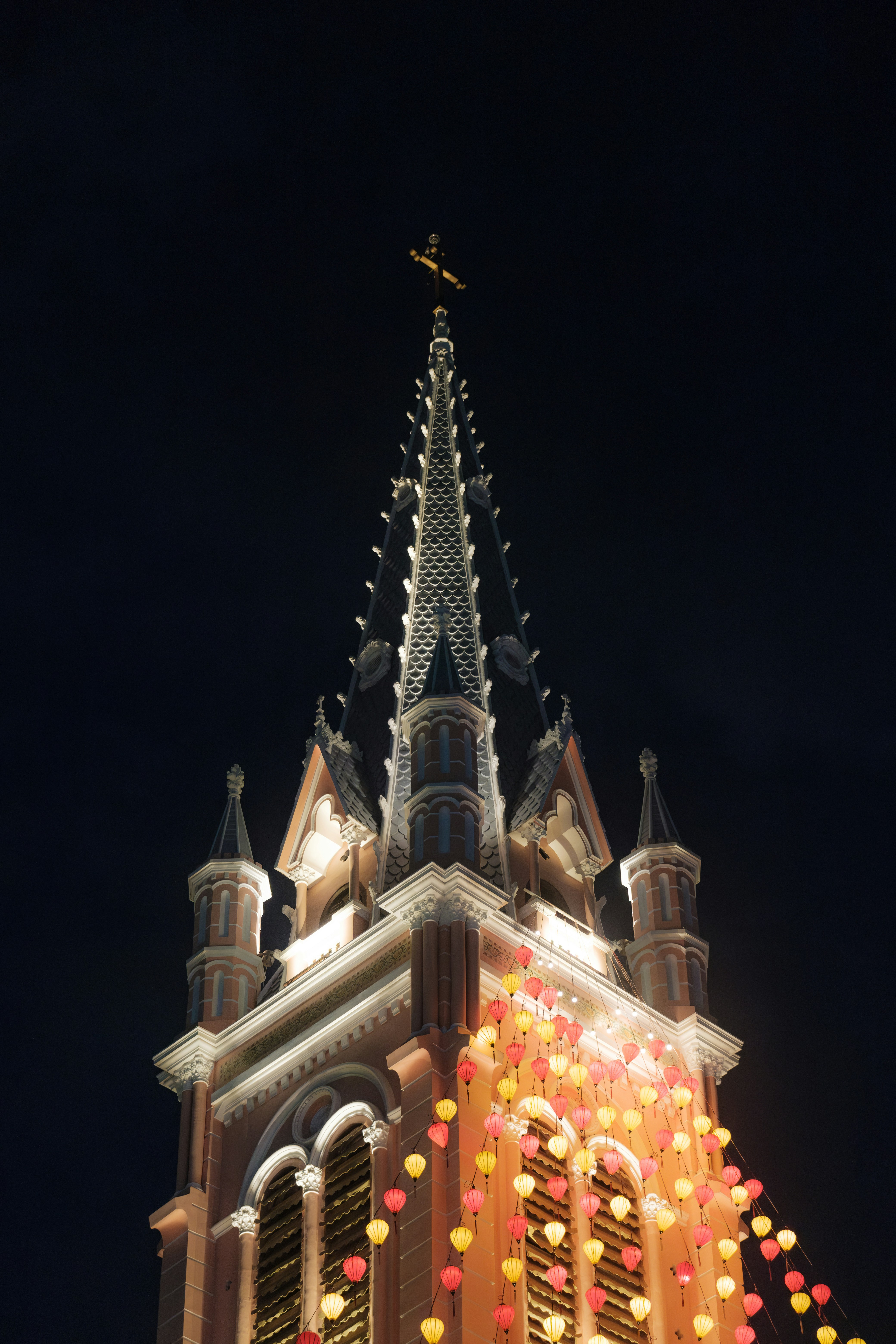 Illuminated Spire: A Nighttime Reverie
