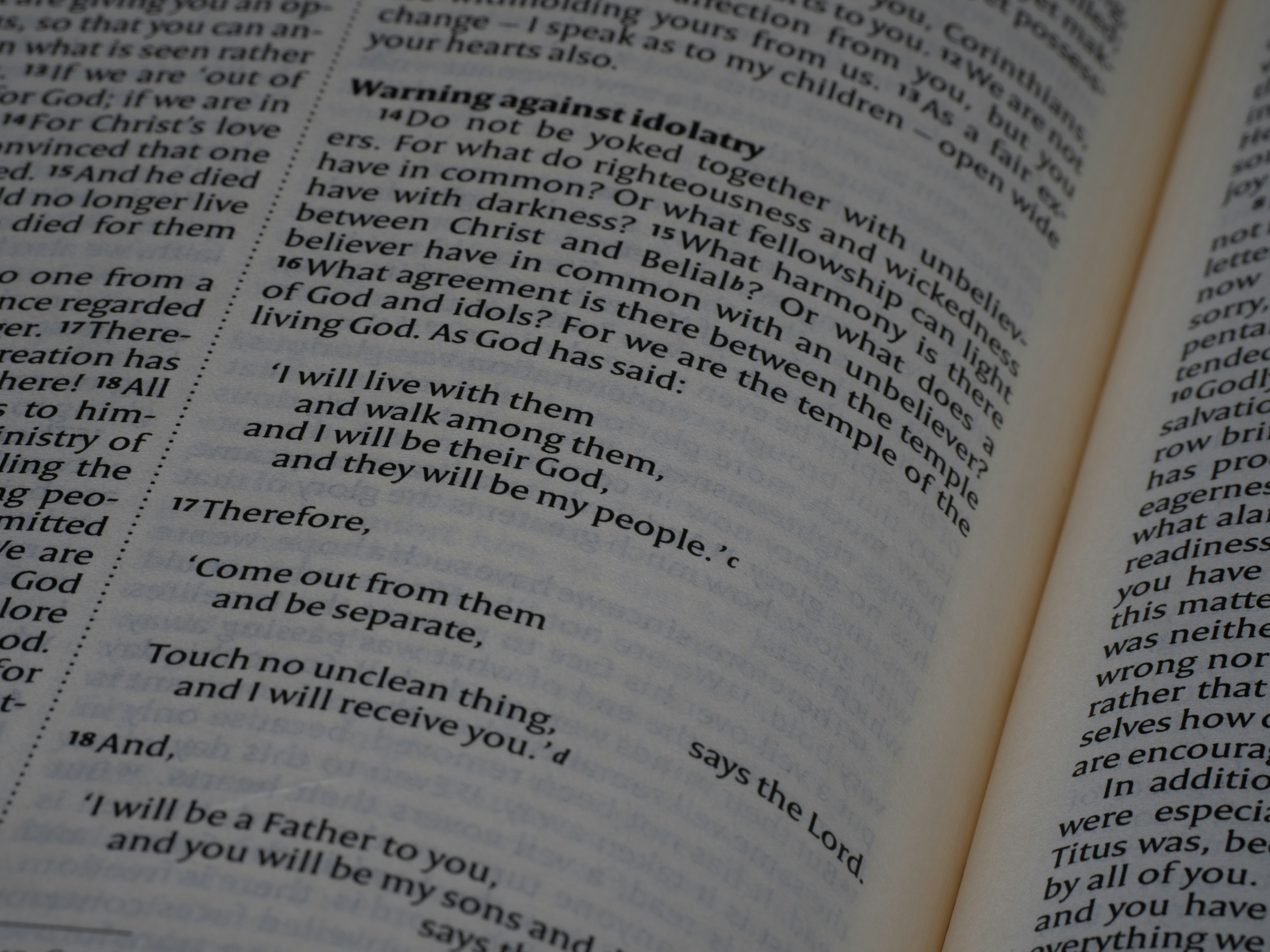 Open Bible Highlight: Page with Wording in a Quiet Fold