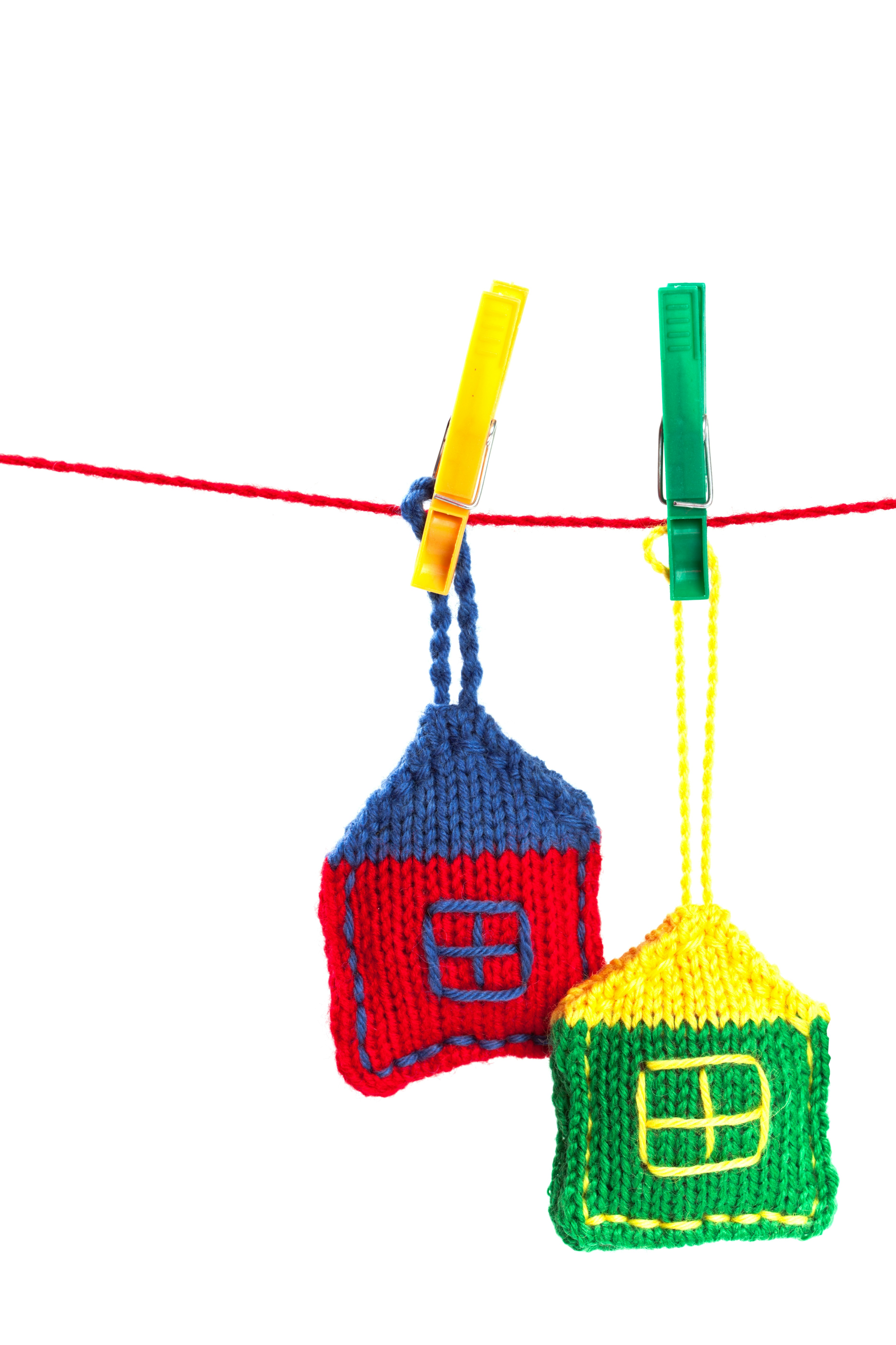 Colorful Knit Homes on a Laundry Line