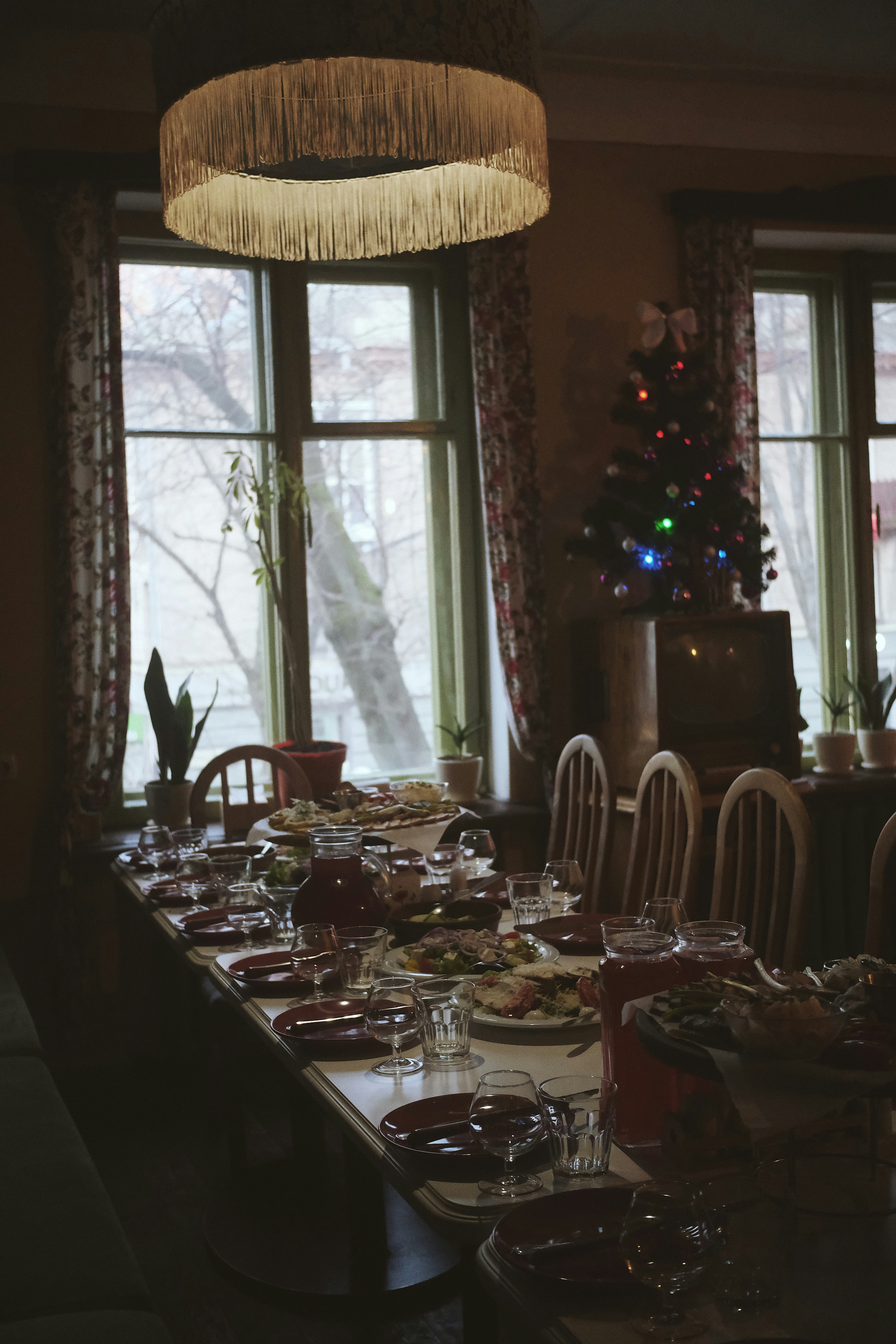 Holiday Feast in a Quiet Dining Room