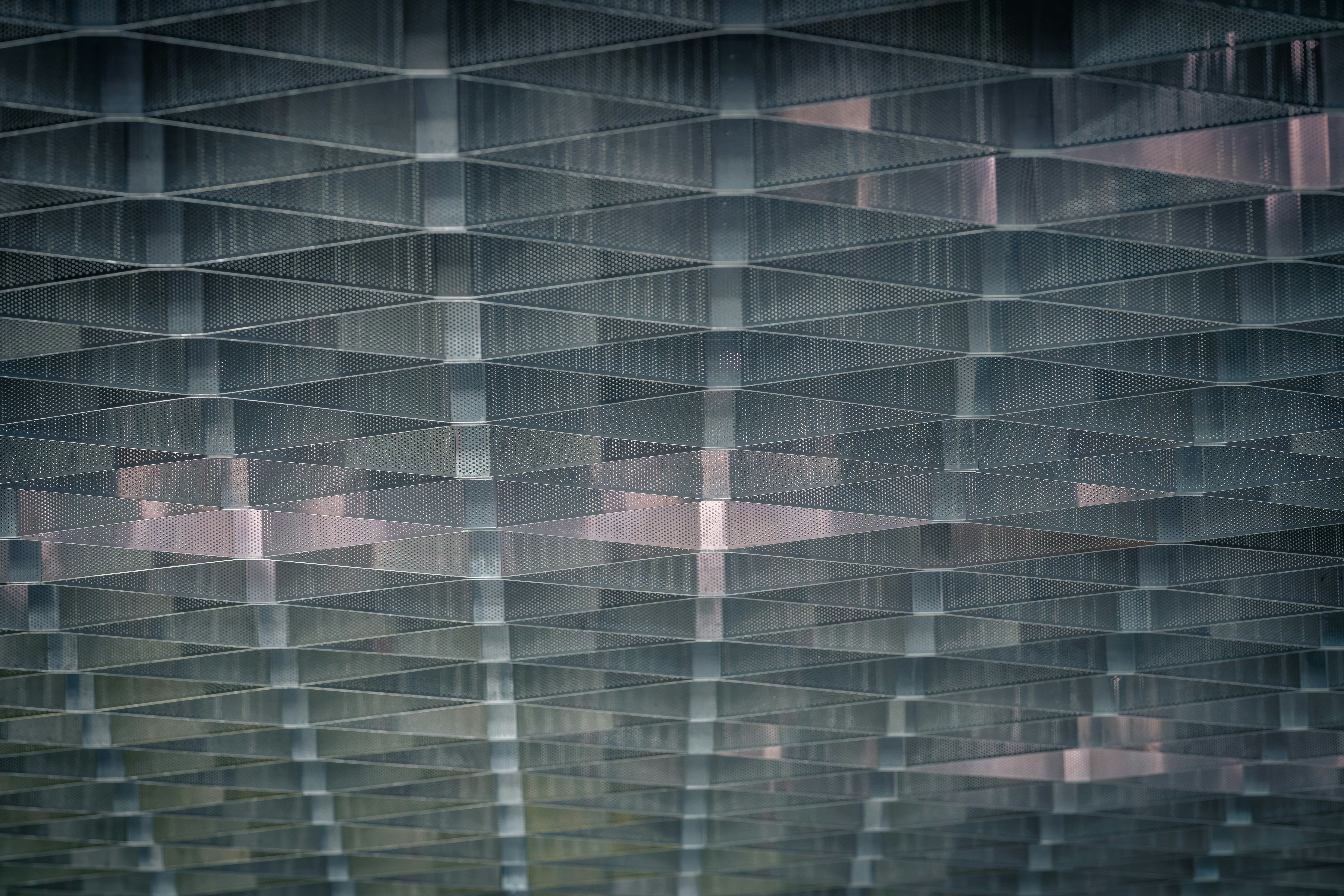 Symphony in Steel: A close-up of a faceted metal lattice
