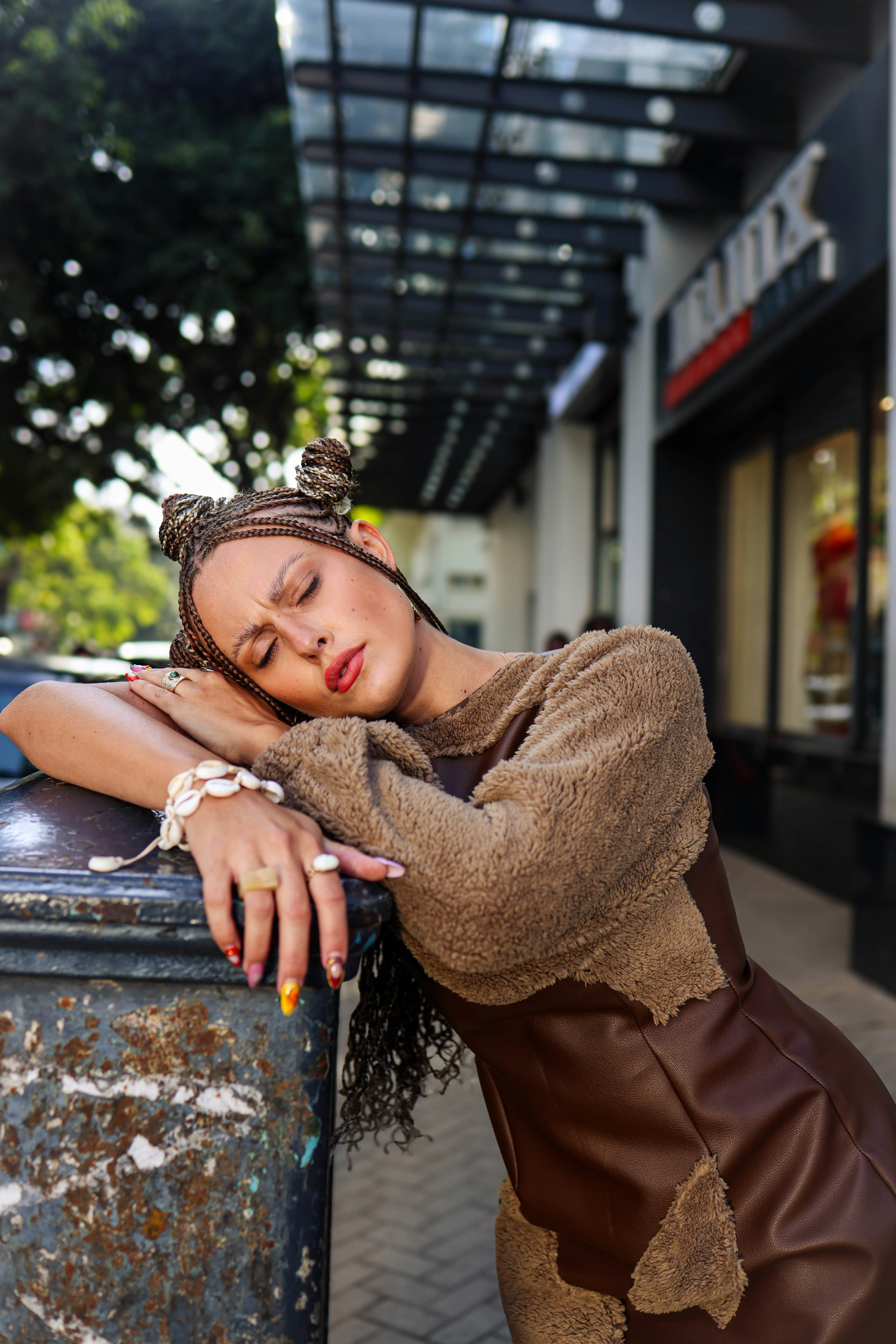 Leaning Grace on a City Bench