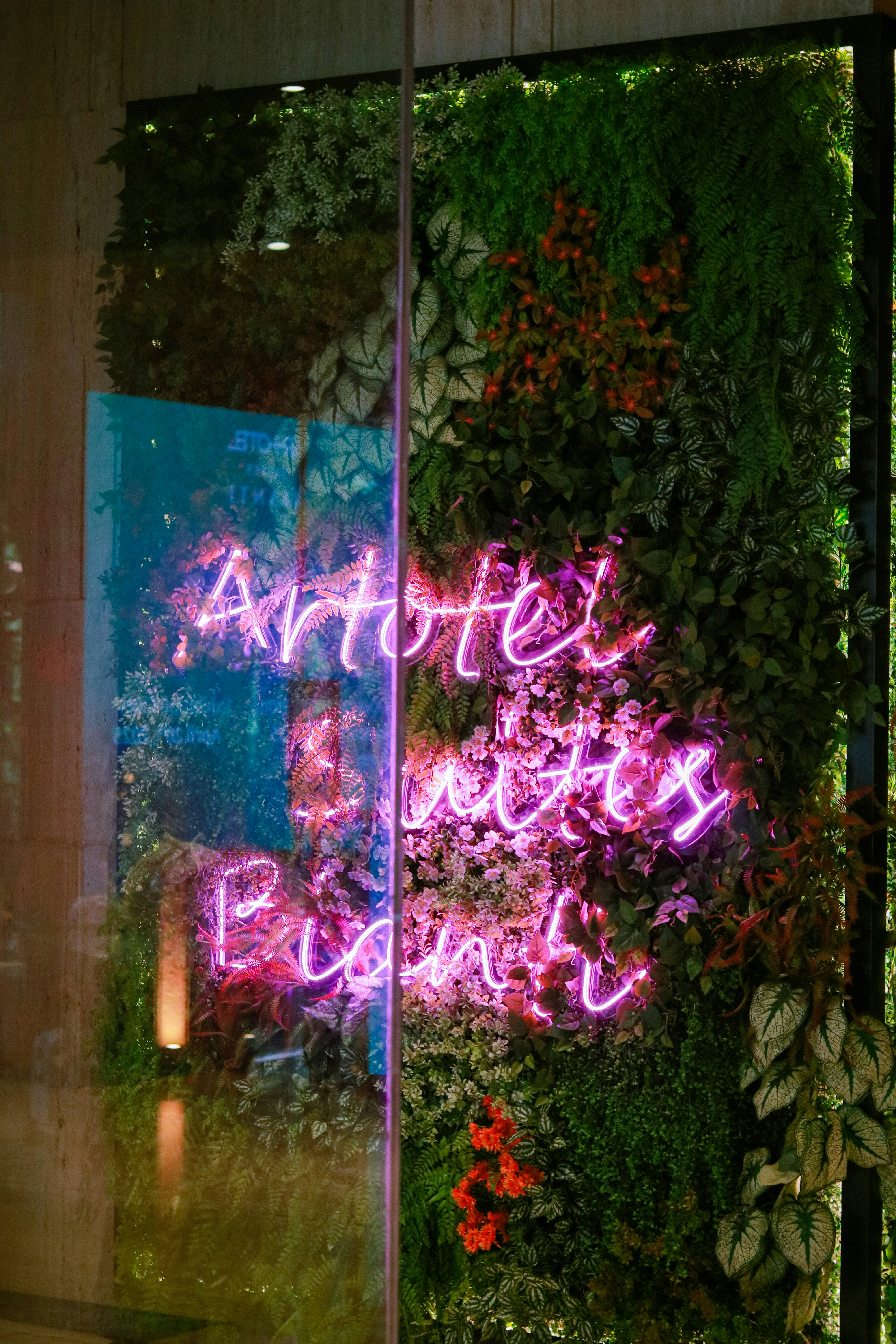 Neon Script in a Living Wall