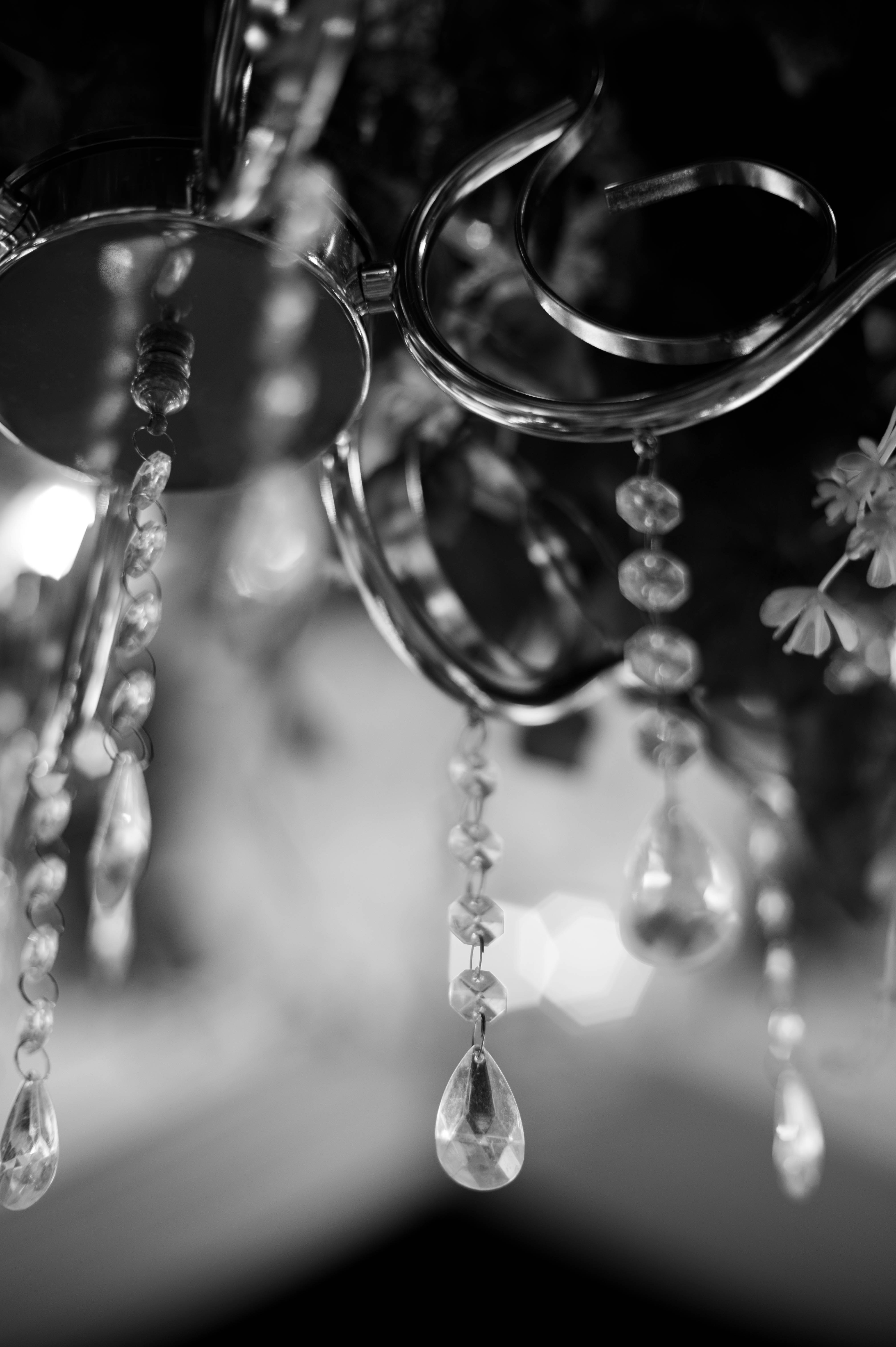 Teardrops in Black and White: A Quiet Chandelier Moment