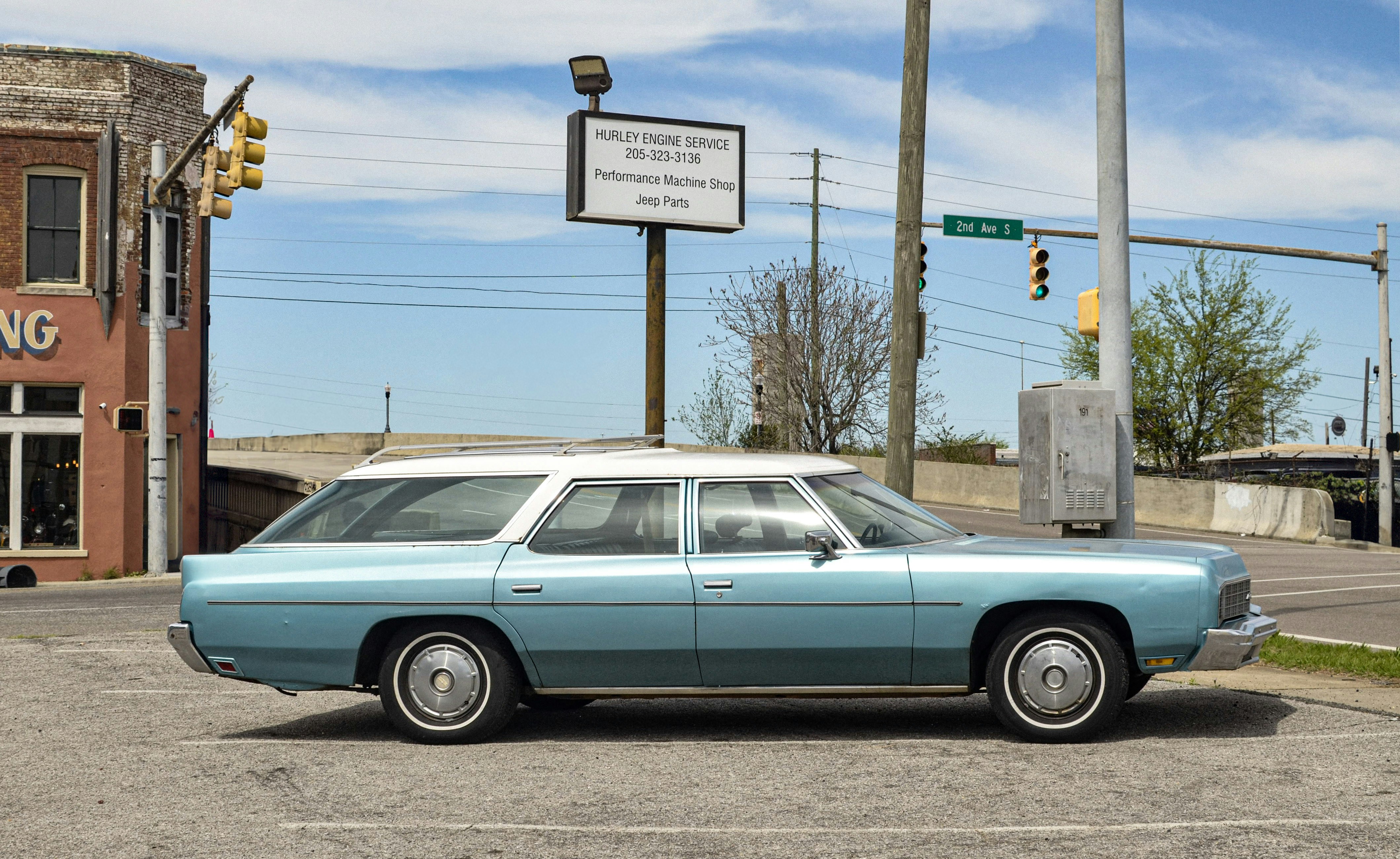 Vintage Elegance: Classic Car at a Crossroad