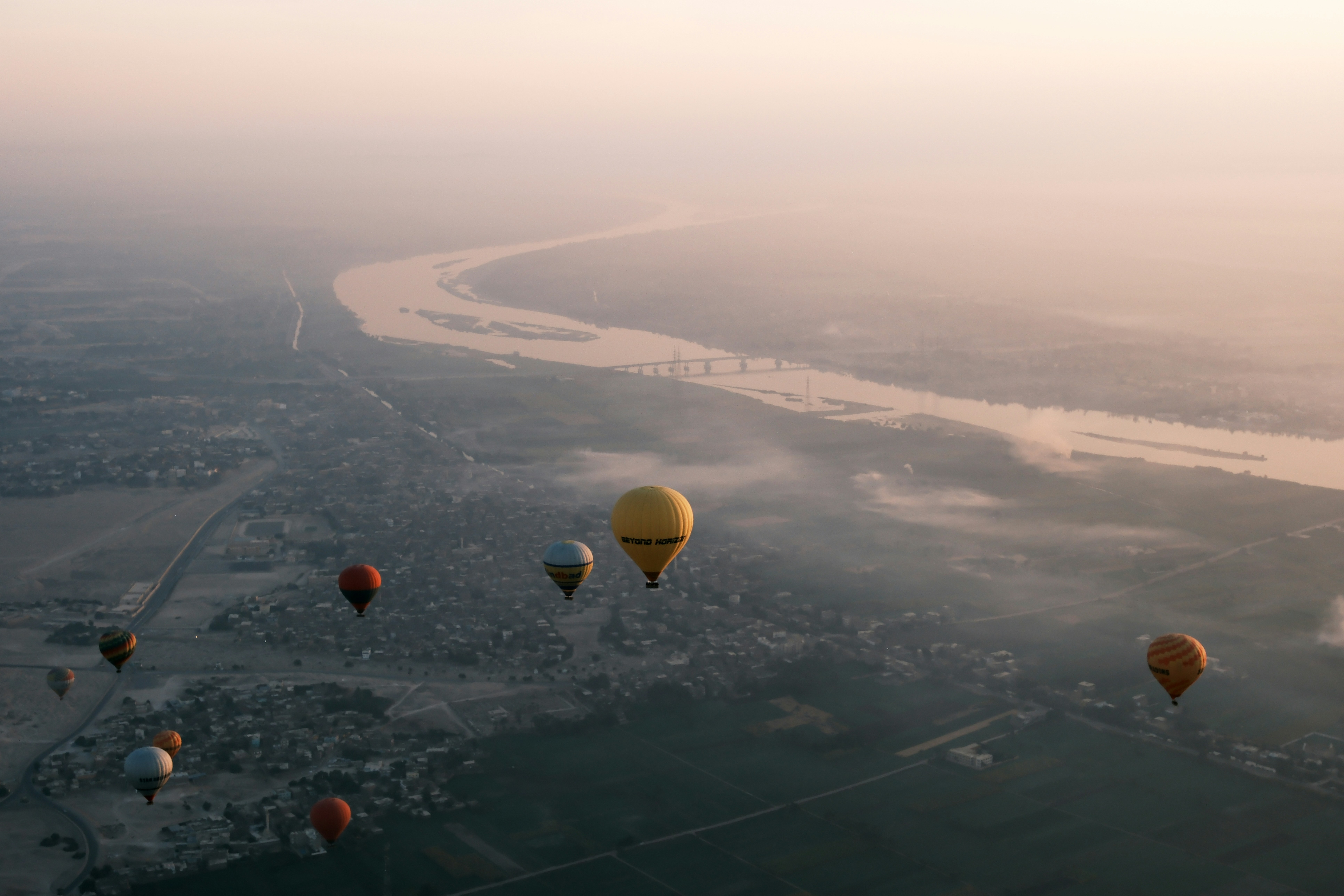 Morning Voyage Over the Nile's Meandering Path