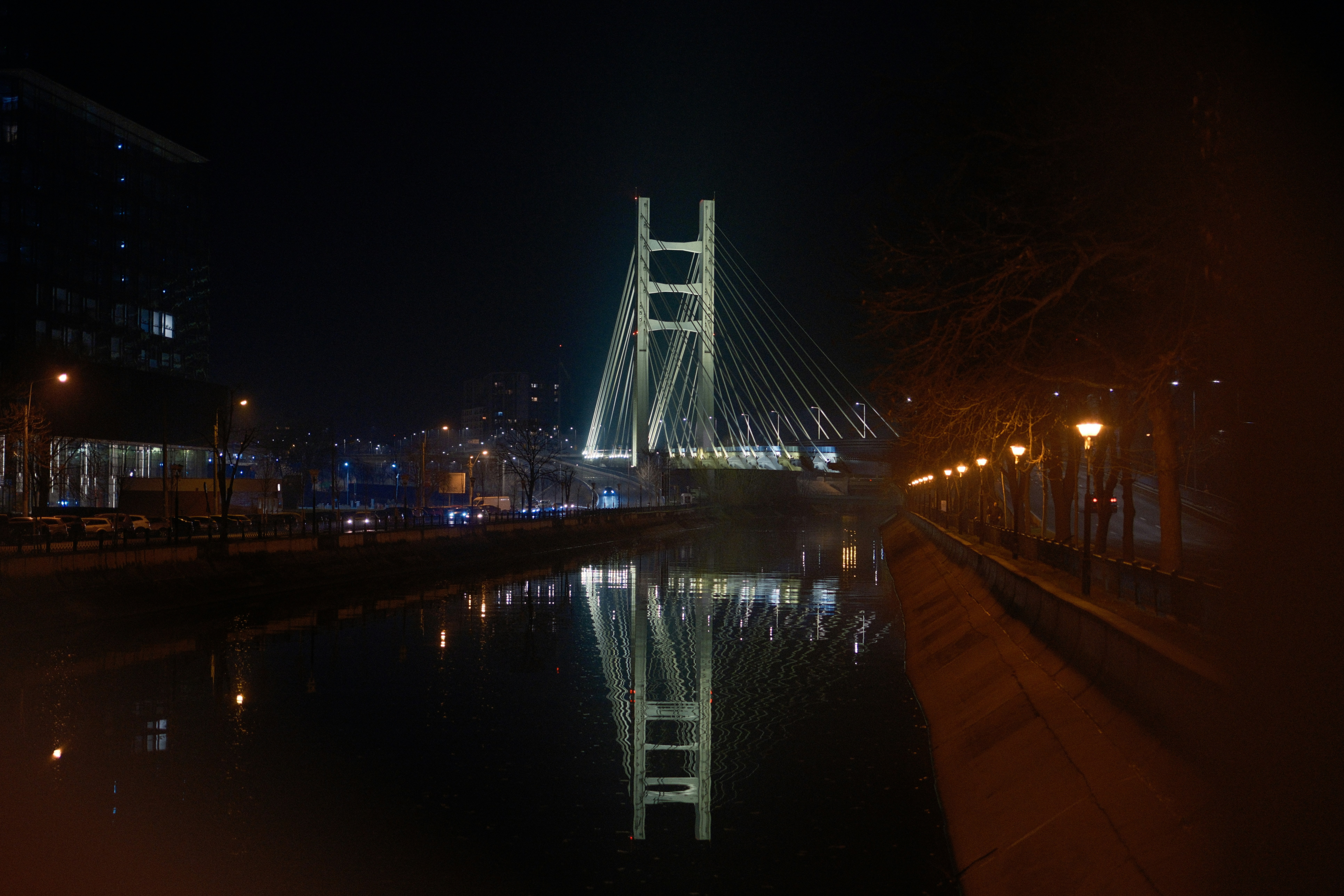 Luminous Bridge Reflection at Night