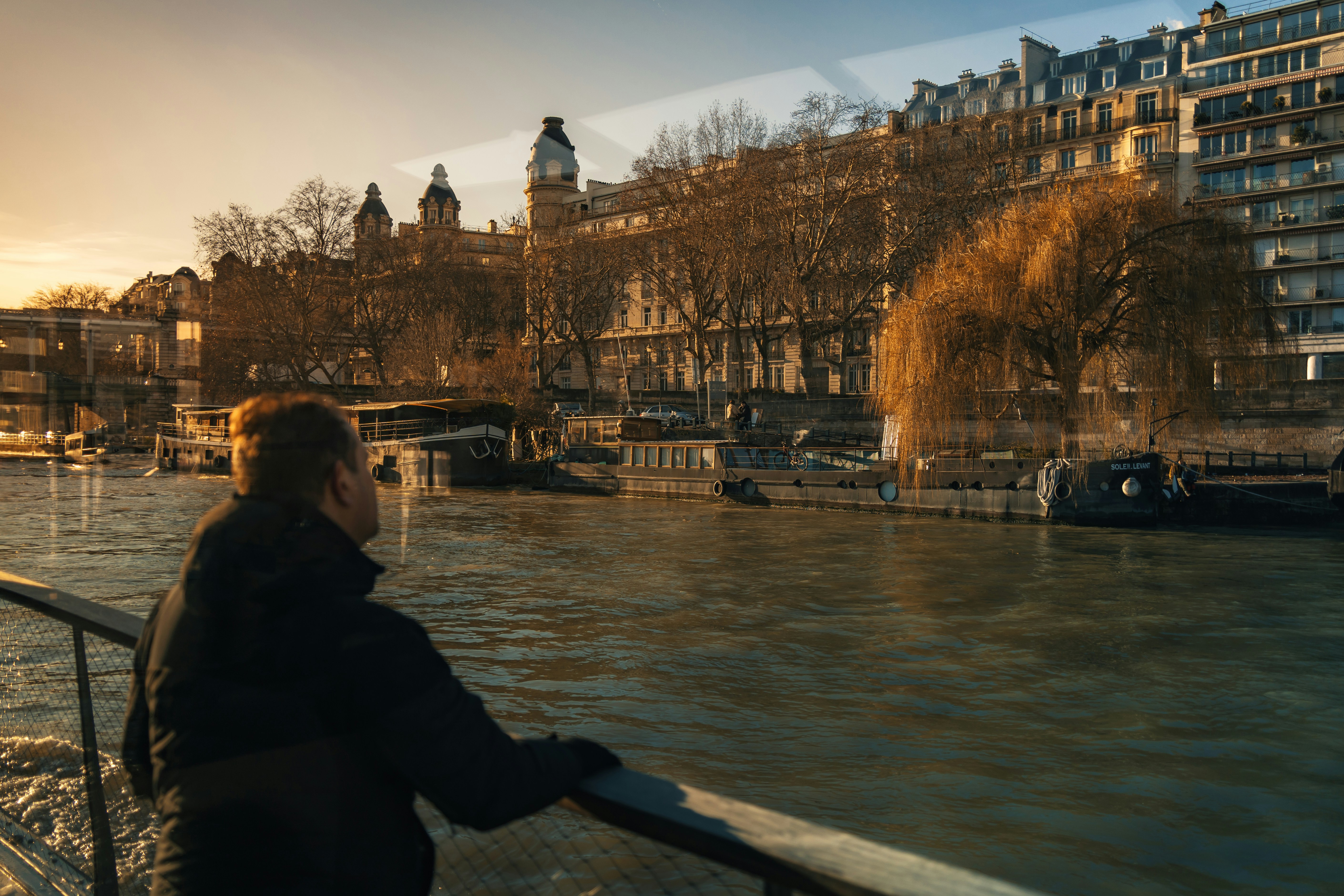 Golden Hour Reflections by the Seine
