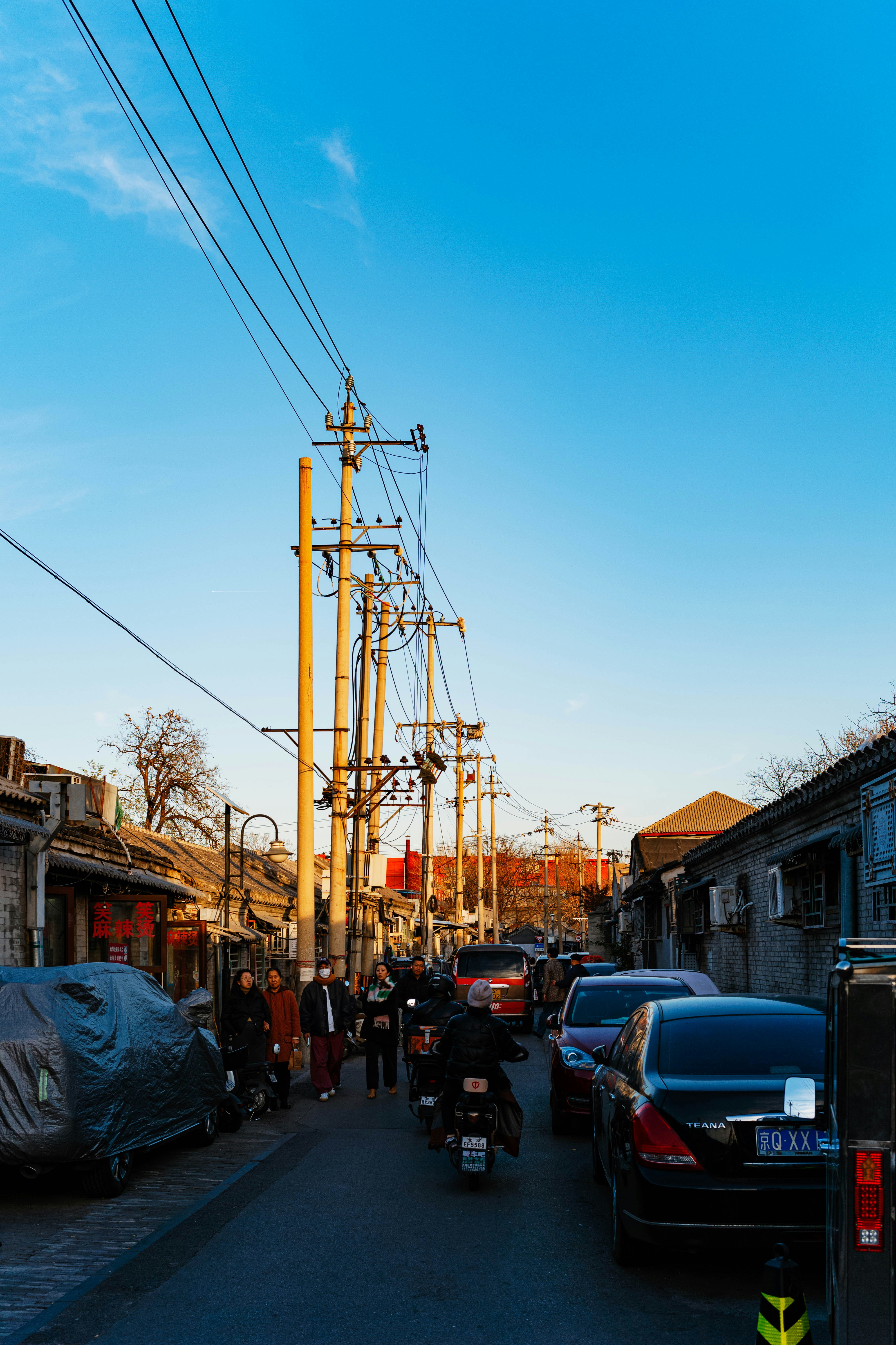 Urban Tramlines: Morning Service Through a Quiet Alley