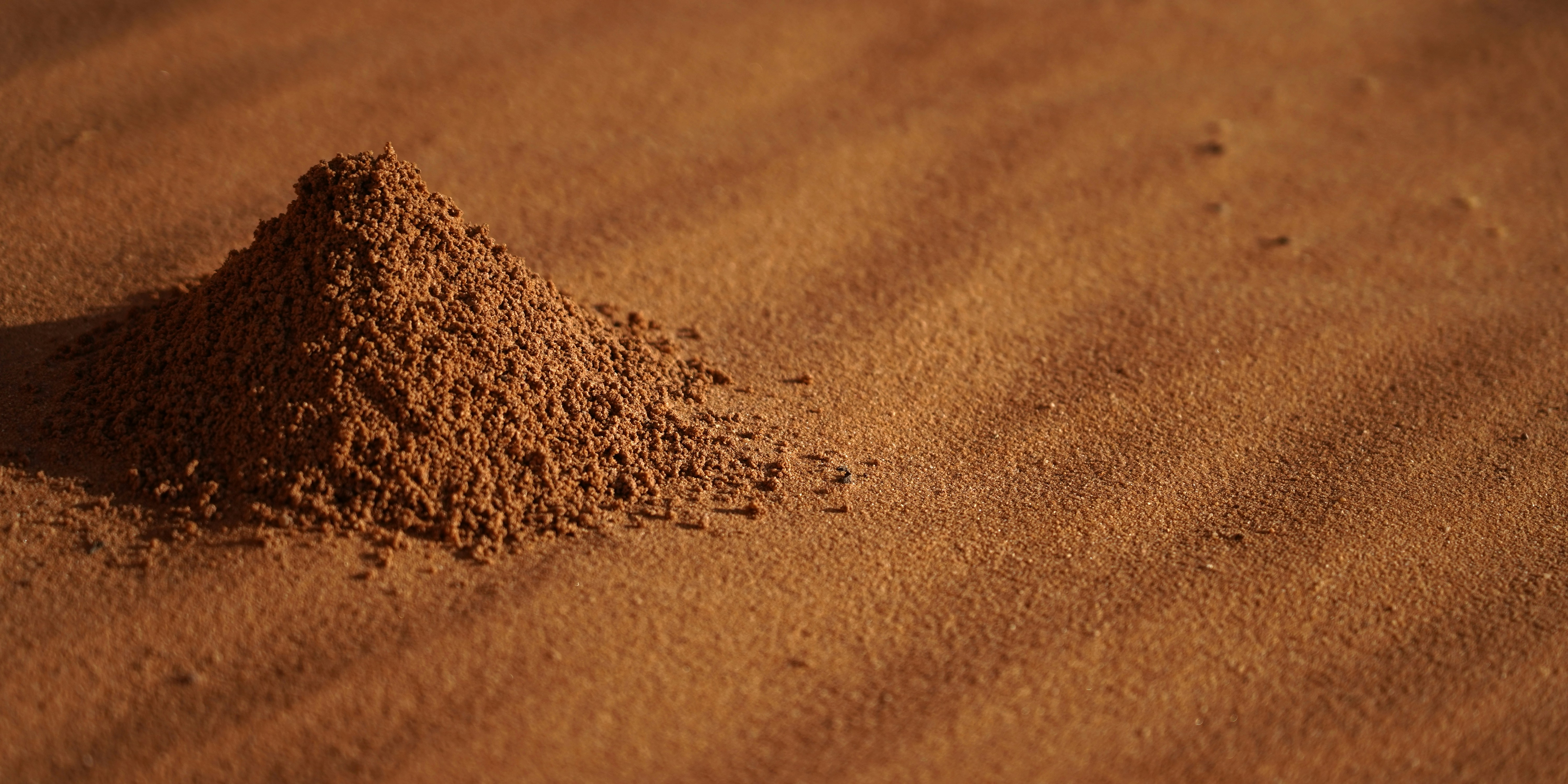Sun-Warmed Conical Peak: A lone sand mound in a wind-sculpted plane