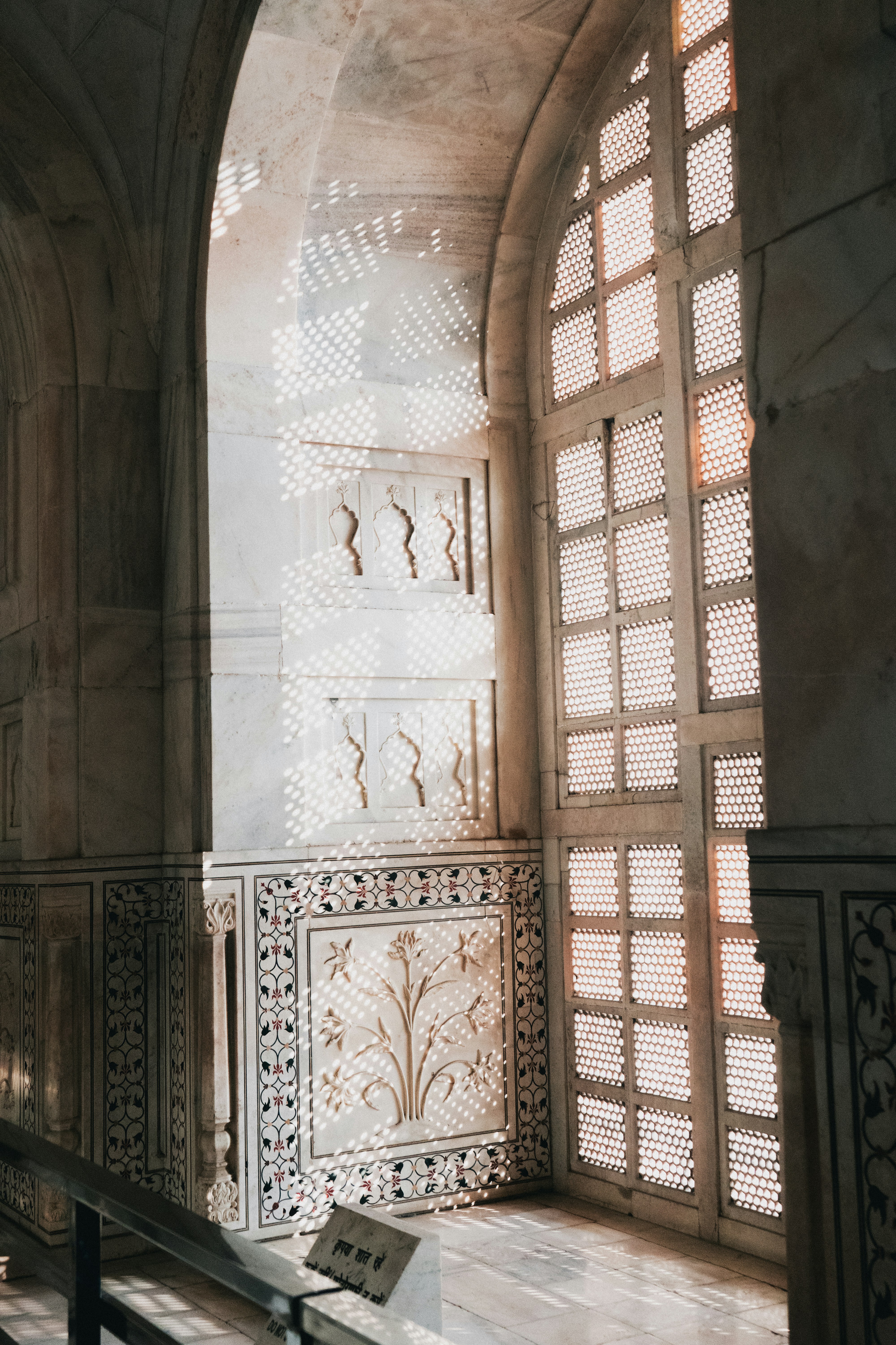 A large room with a large window and a bench photo – Free Taj mahal ...