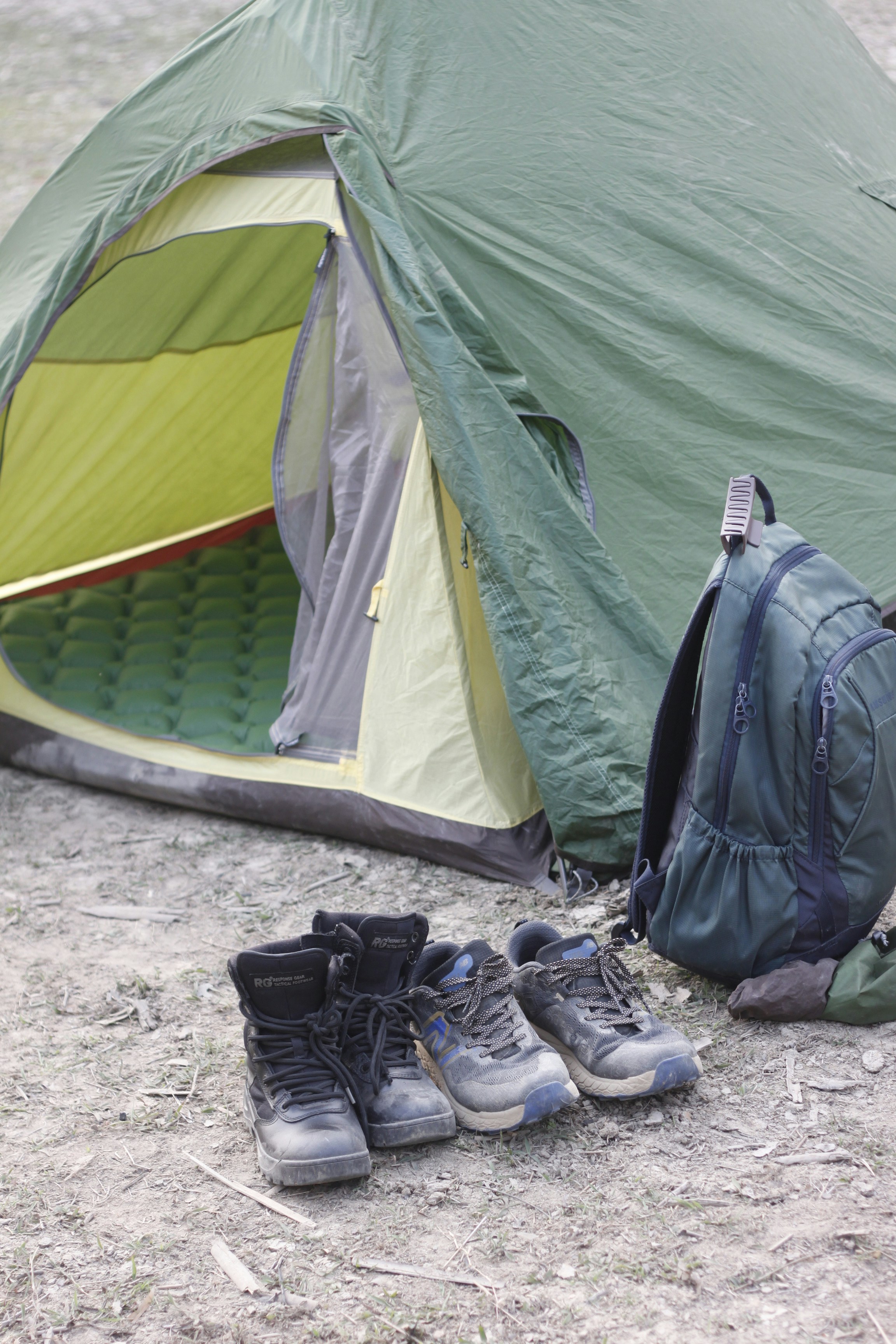 Boots by the Tent Door: A Quiet Campsite Moment