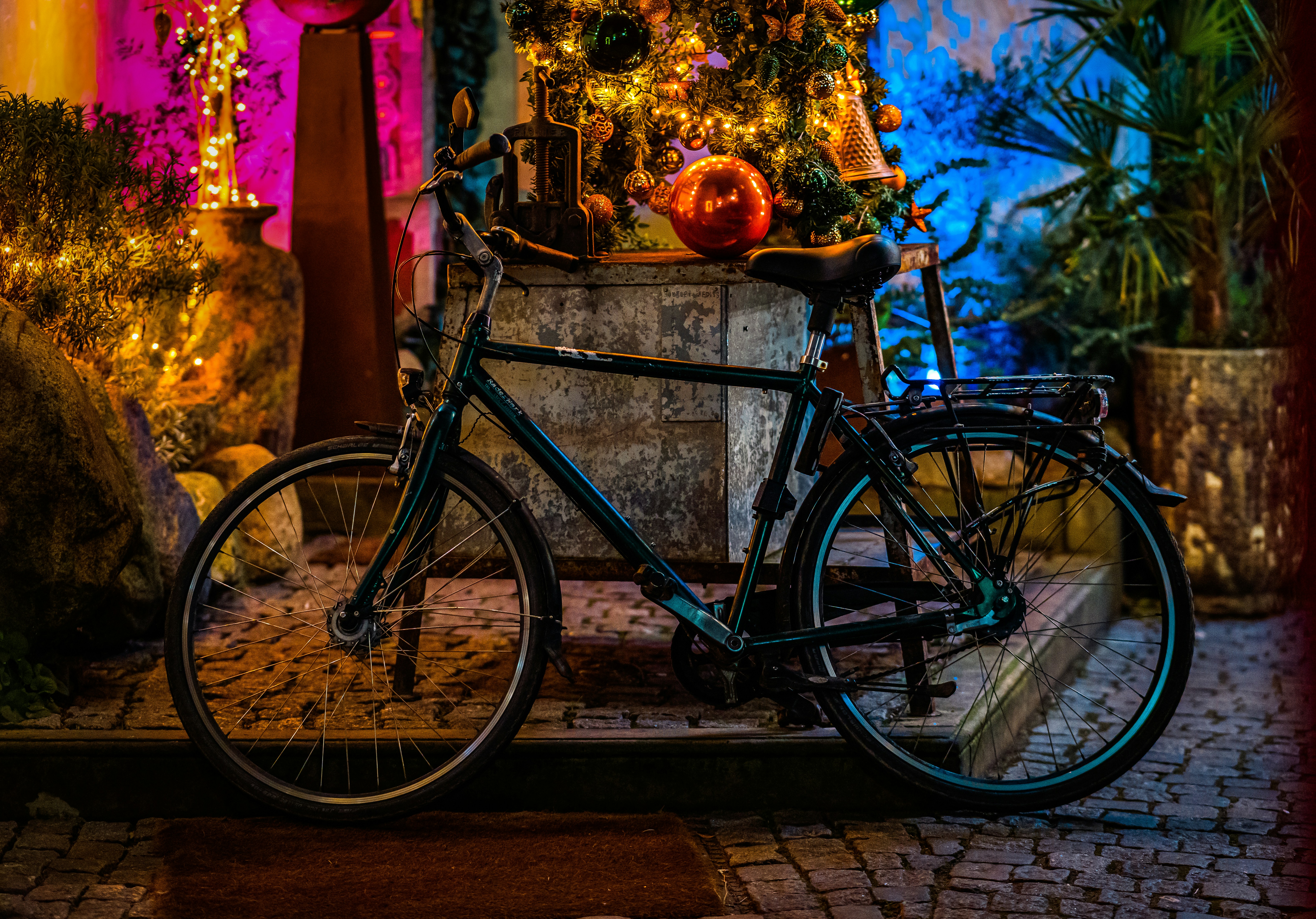 Yuletide Wheels Against a Luminous Backdrop