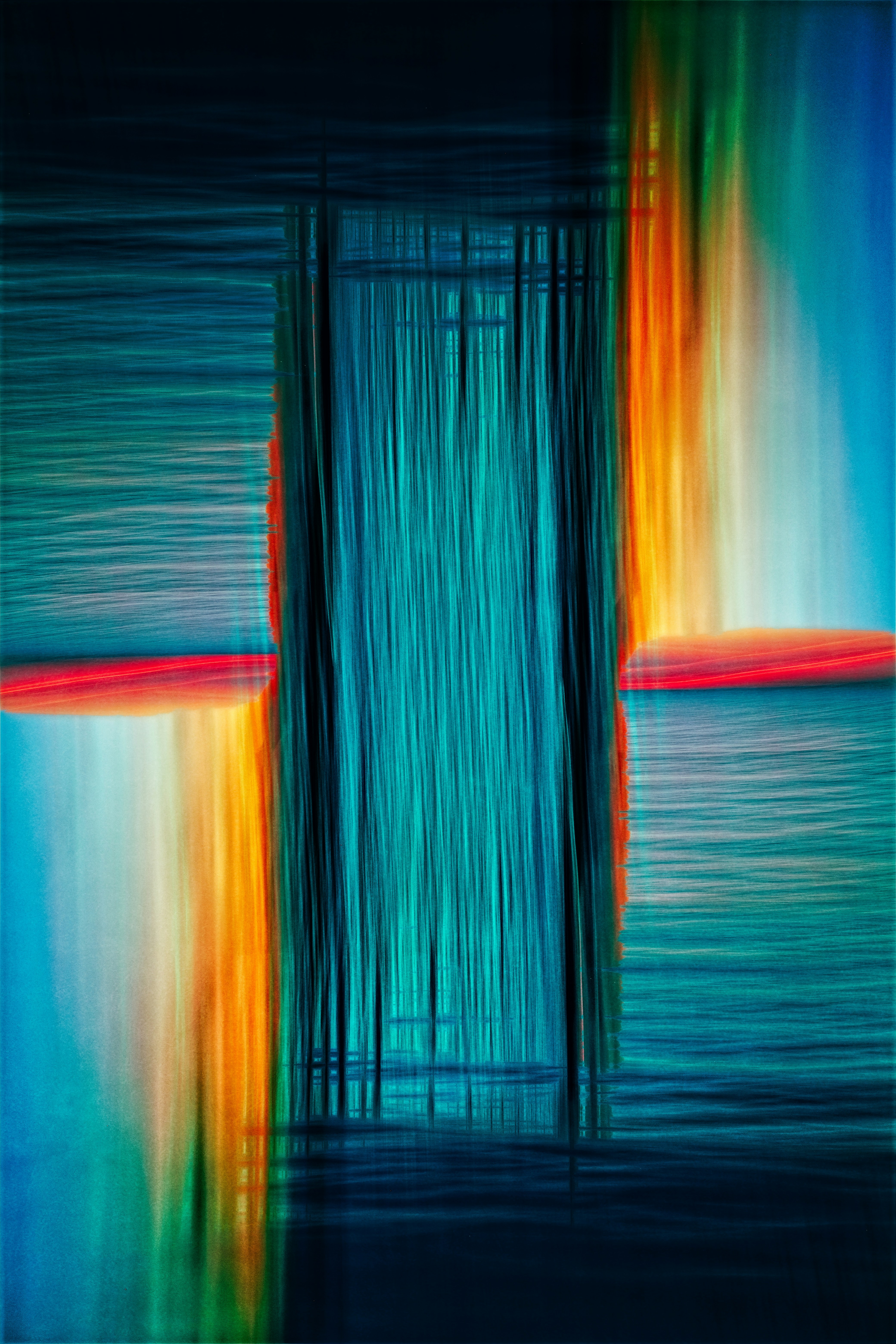 An abstract painting of blue and yellow lines photo – Free Visual ...